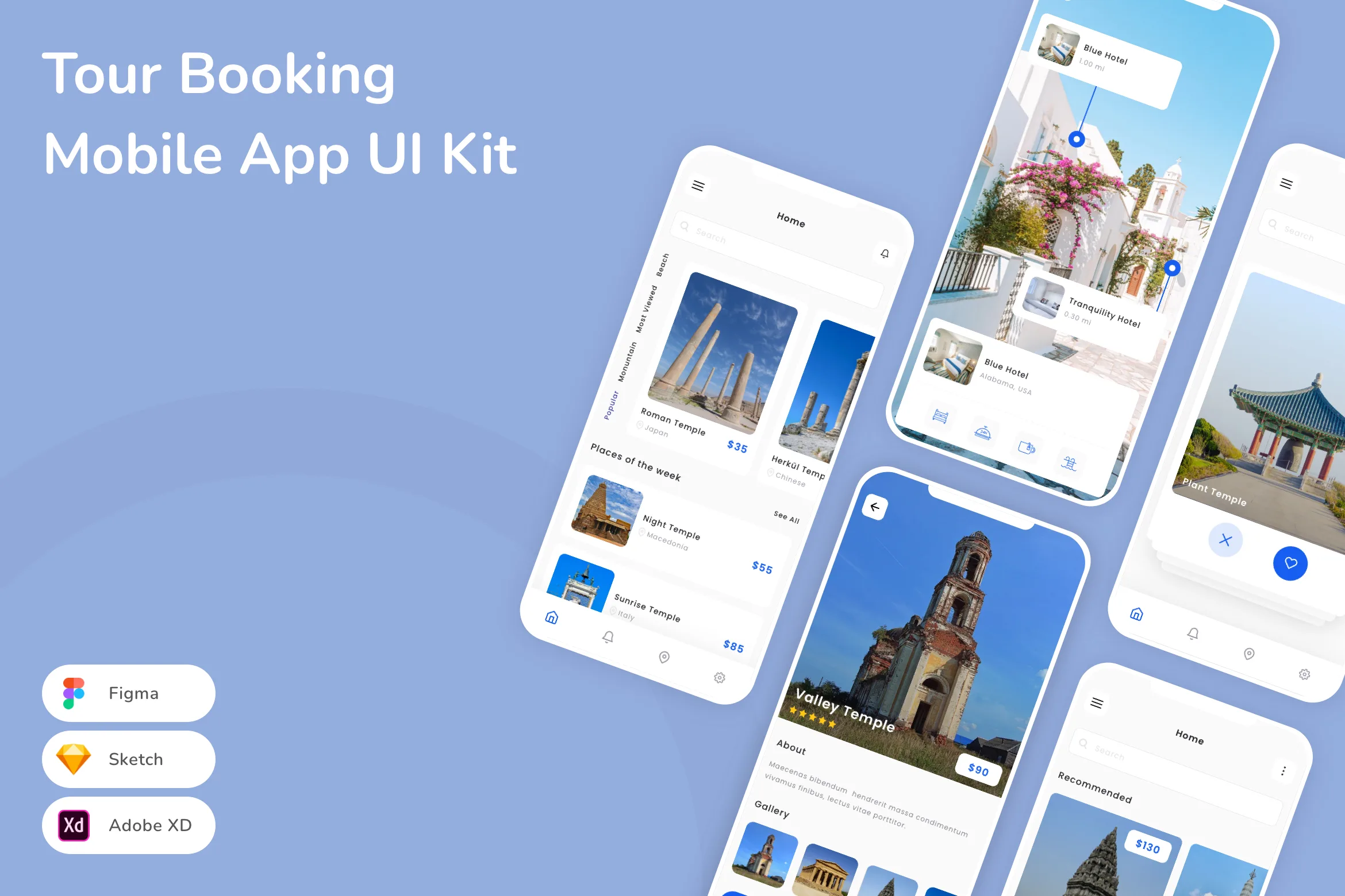 Tour Booking Mobile App UI Kit for Figma, Sketch & XD | UIworkshop