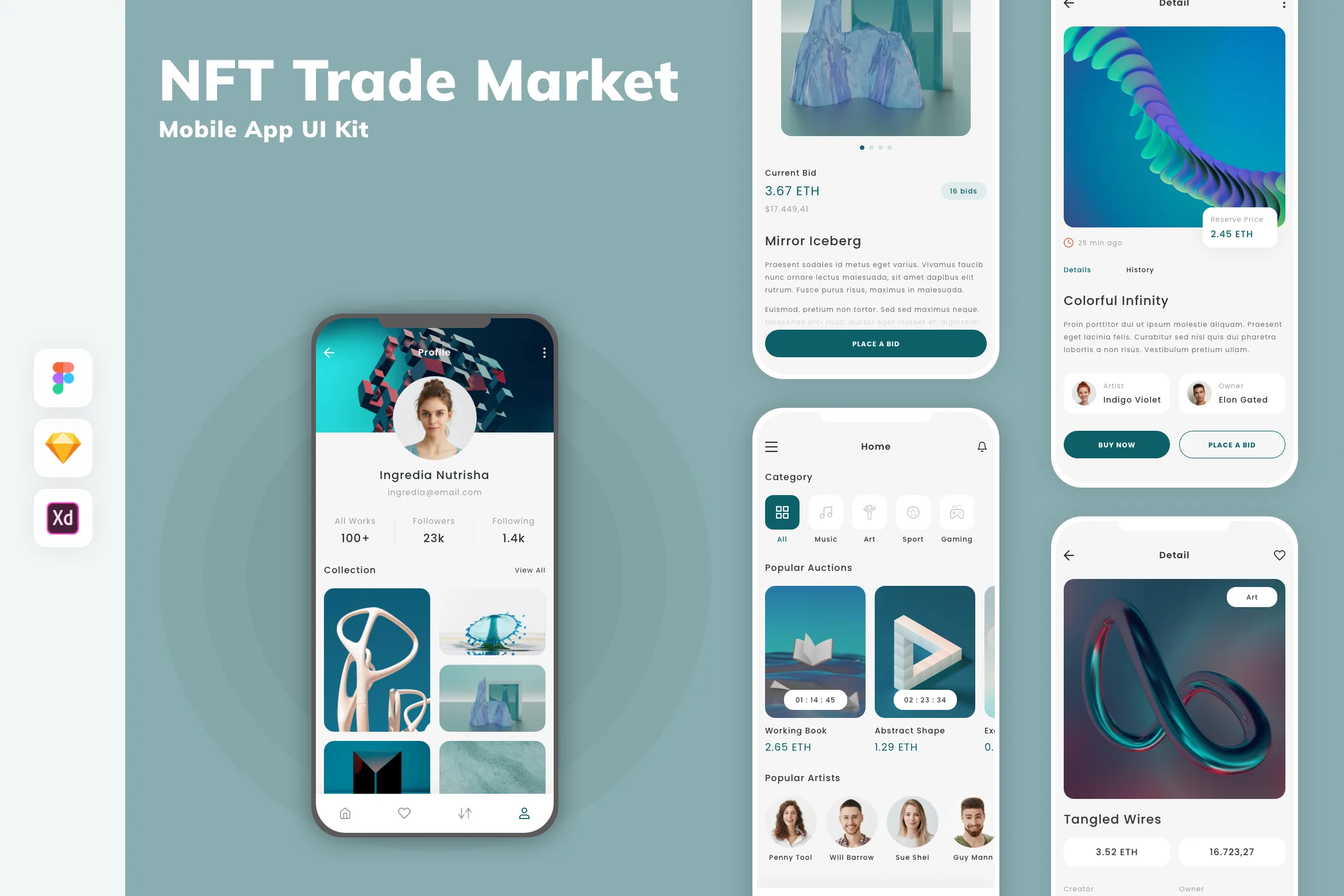 NFT Trade Market Mobile App UI Kit for Figma, Sketch & XD | UIworkshop