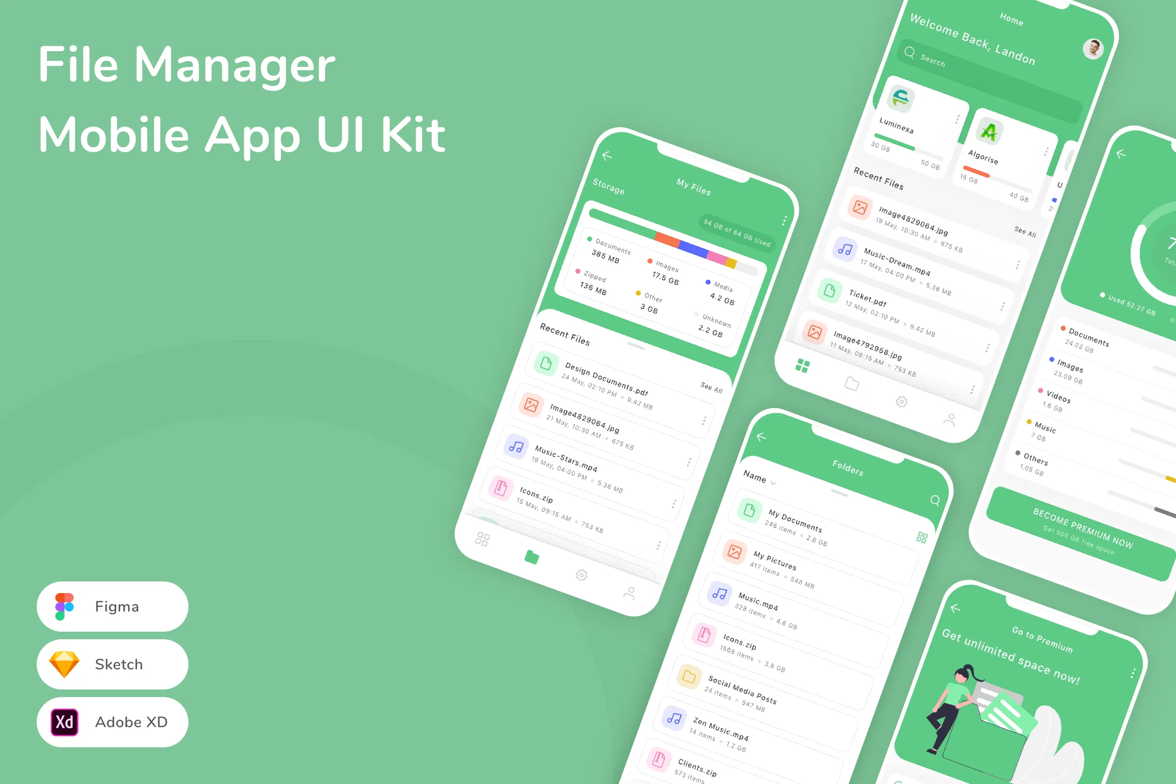 File Manager Mobile App UI Kit for Figma, Sketch & XD | UIworkshop