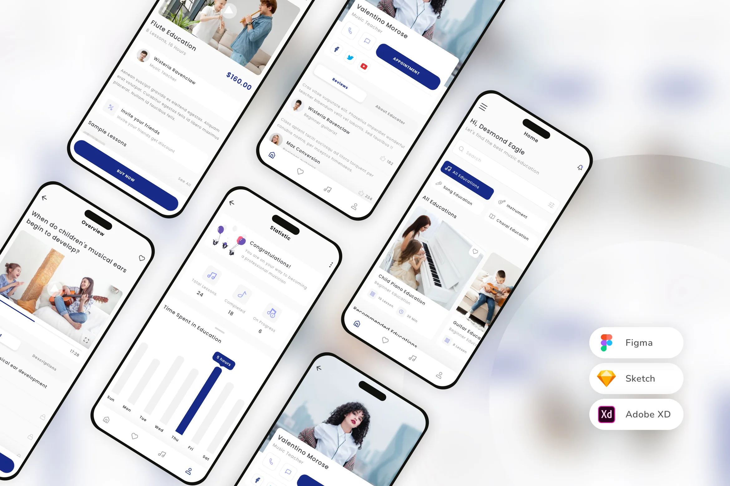 Music Education Mobile App UI Kit for Figma, Sketch & XD | UIworkshop