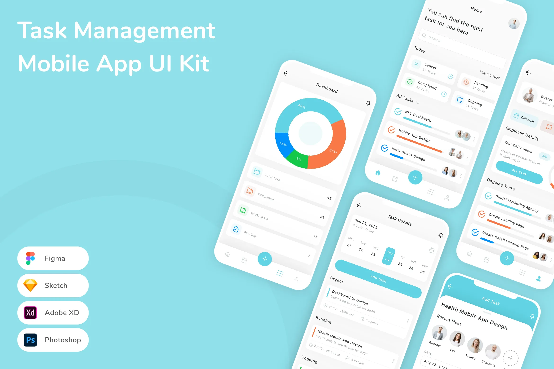 Task Management Mobile App UI Kit for Figma, Sketch & XD | UIworkshop