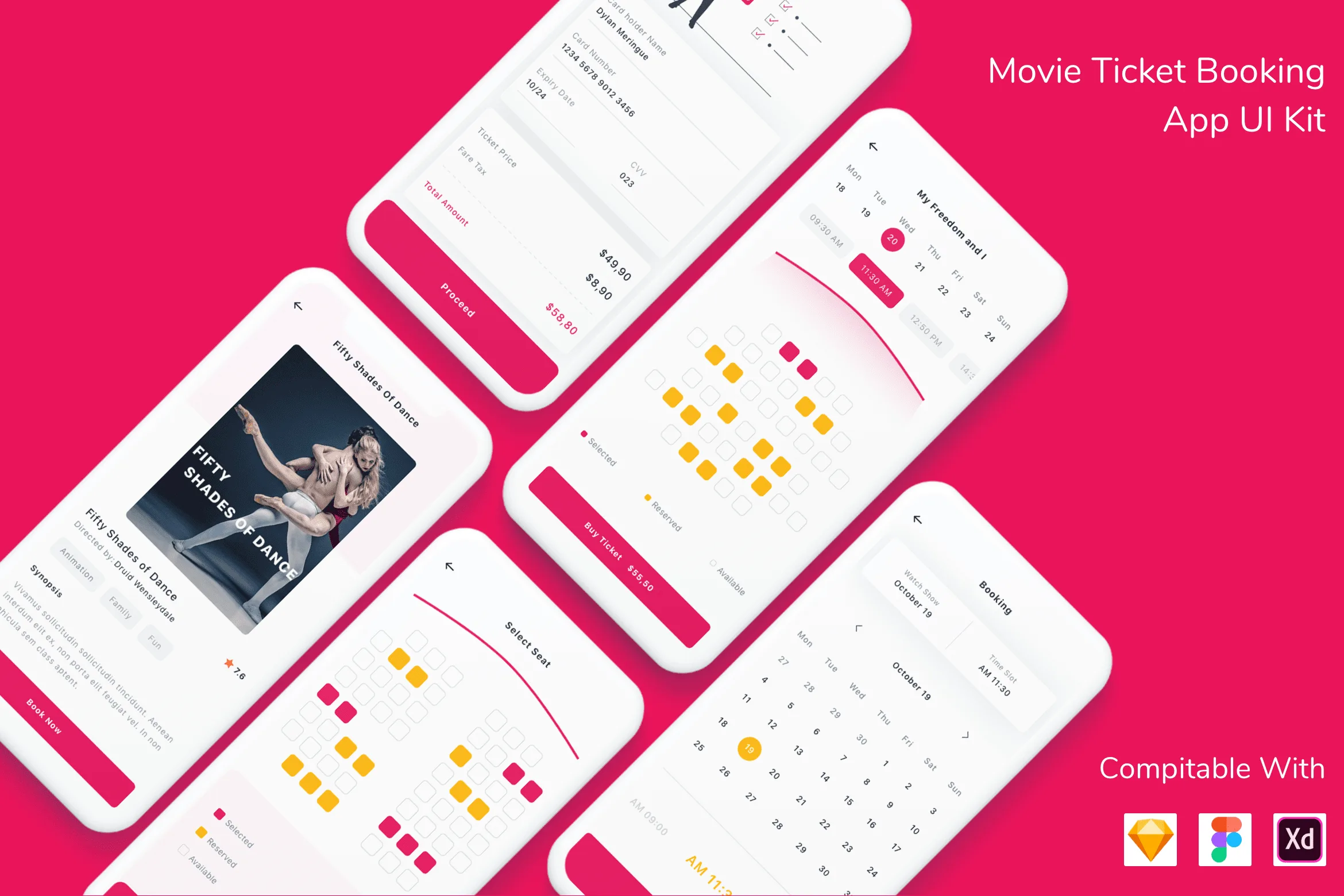 Movie Ticket Booking App UI Kit for Figma, Sketch & XD | UIworkshop