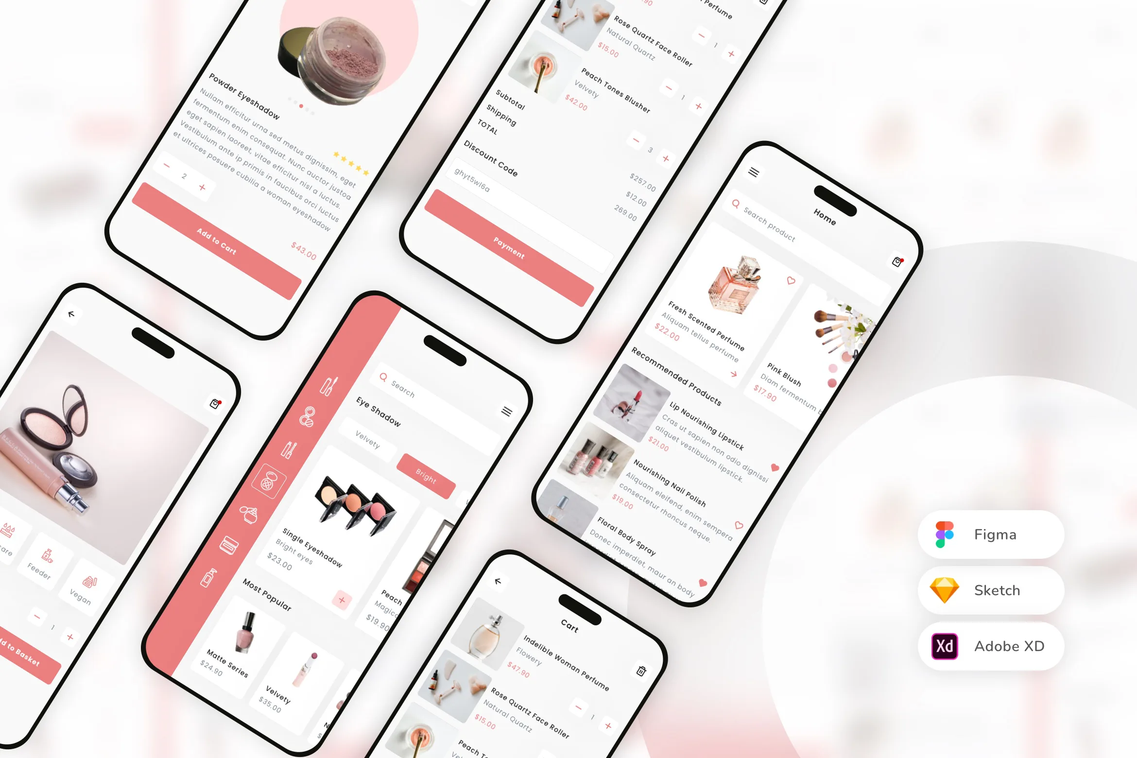 Online Cosmetics Store Mobile App UI Kit for Figma, Sketch & XD ...