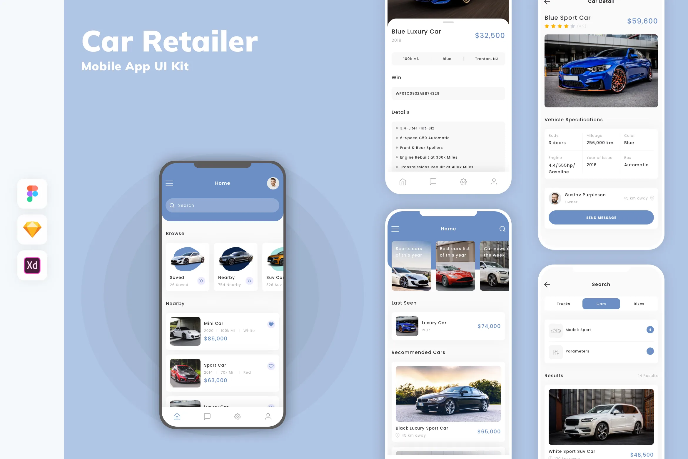 Car Retailer Mobile App UI Kit for Figma, Sketch & XD | UIworkshop