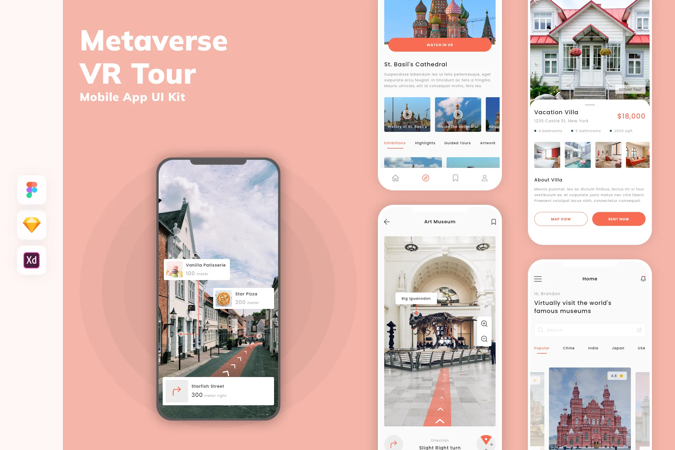 Metaverse & VR Tour Mobile App UI Kit for Figma, Sketch & XD | UIworkshop