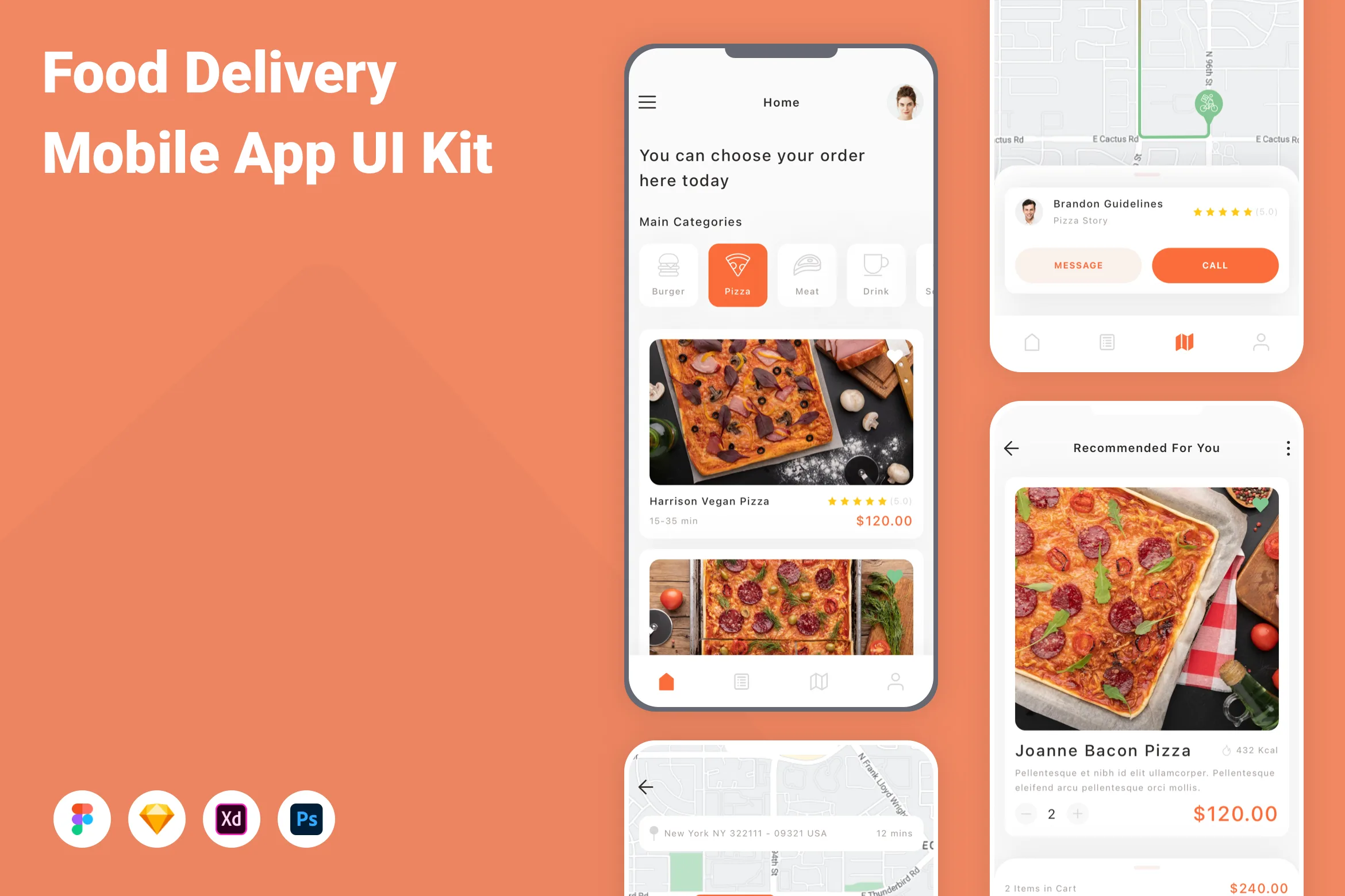 Food Delivery Mobile App UI Kit for Figma, Sketch & XD | UIworkshop