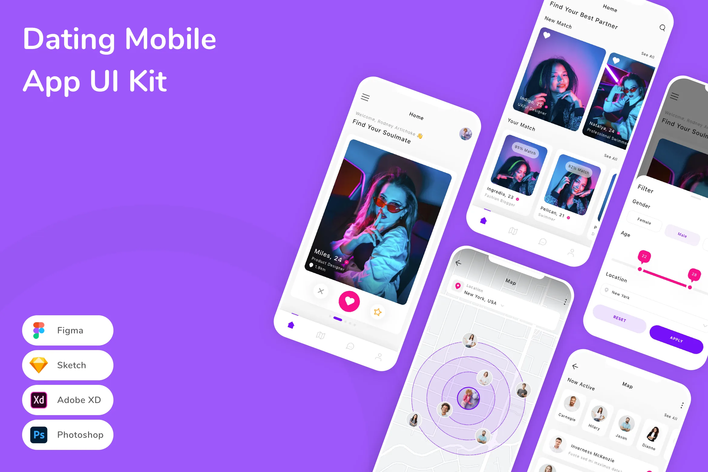 Dating Mobile App UI Kit for Figma, Sketch & XD | UIworkshop