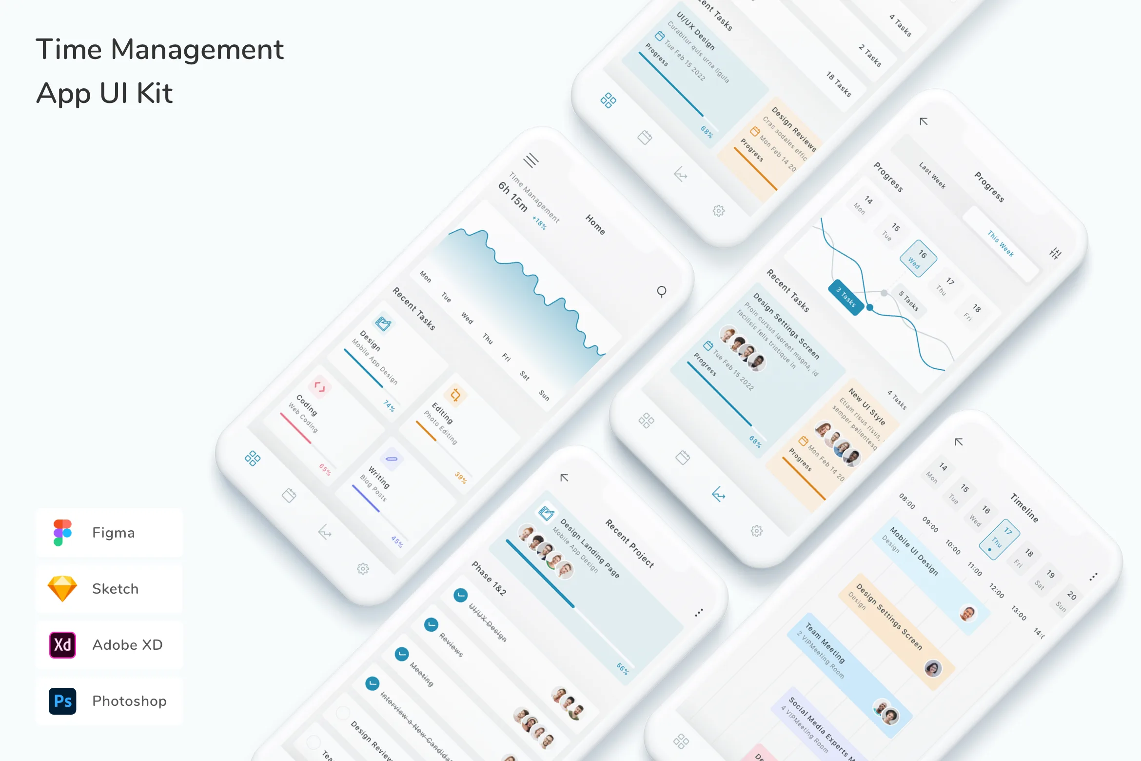 Time Management App UI Kit for Figma, Sketch & XD | UIworkshop