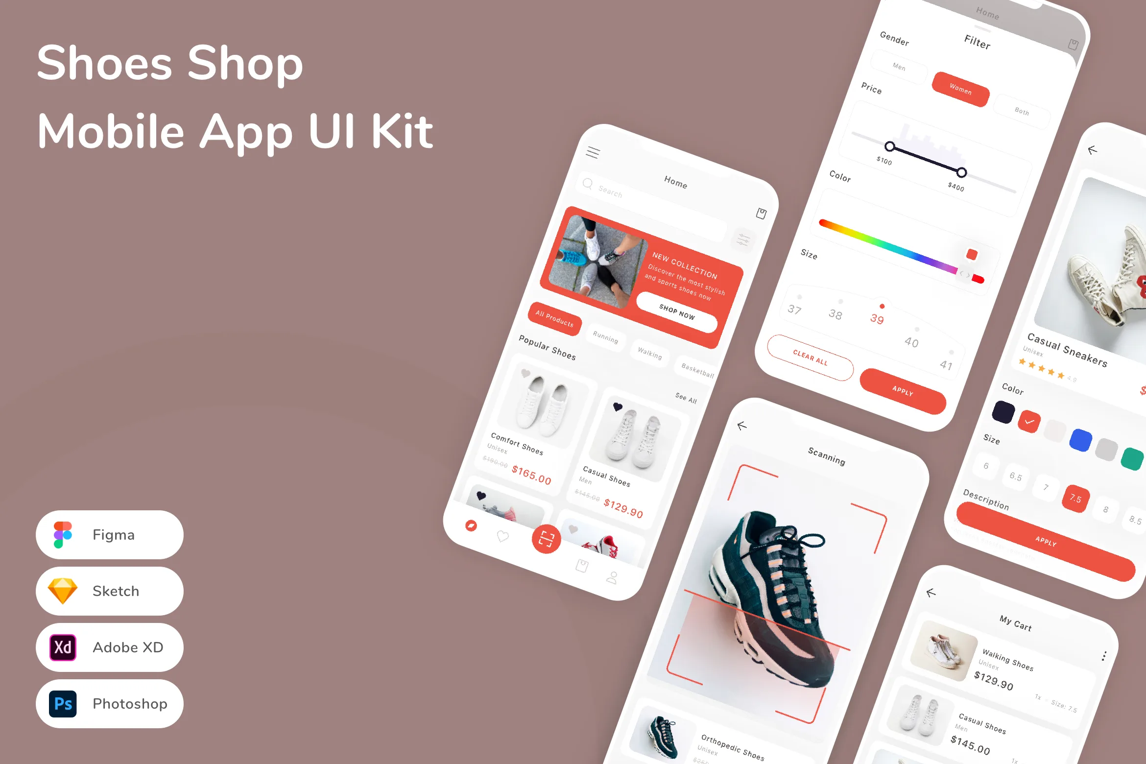 Shoes Shop Mobile App UI Kit for Figma, Sketch & XD | UIworkshop
