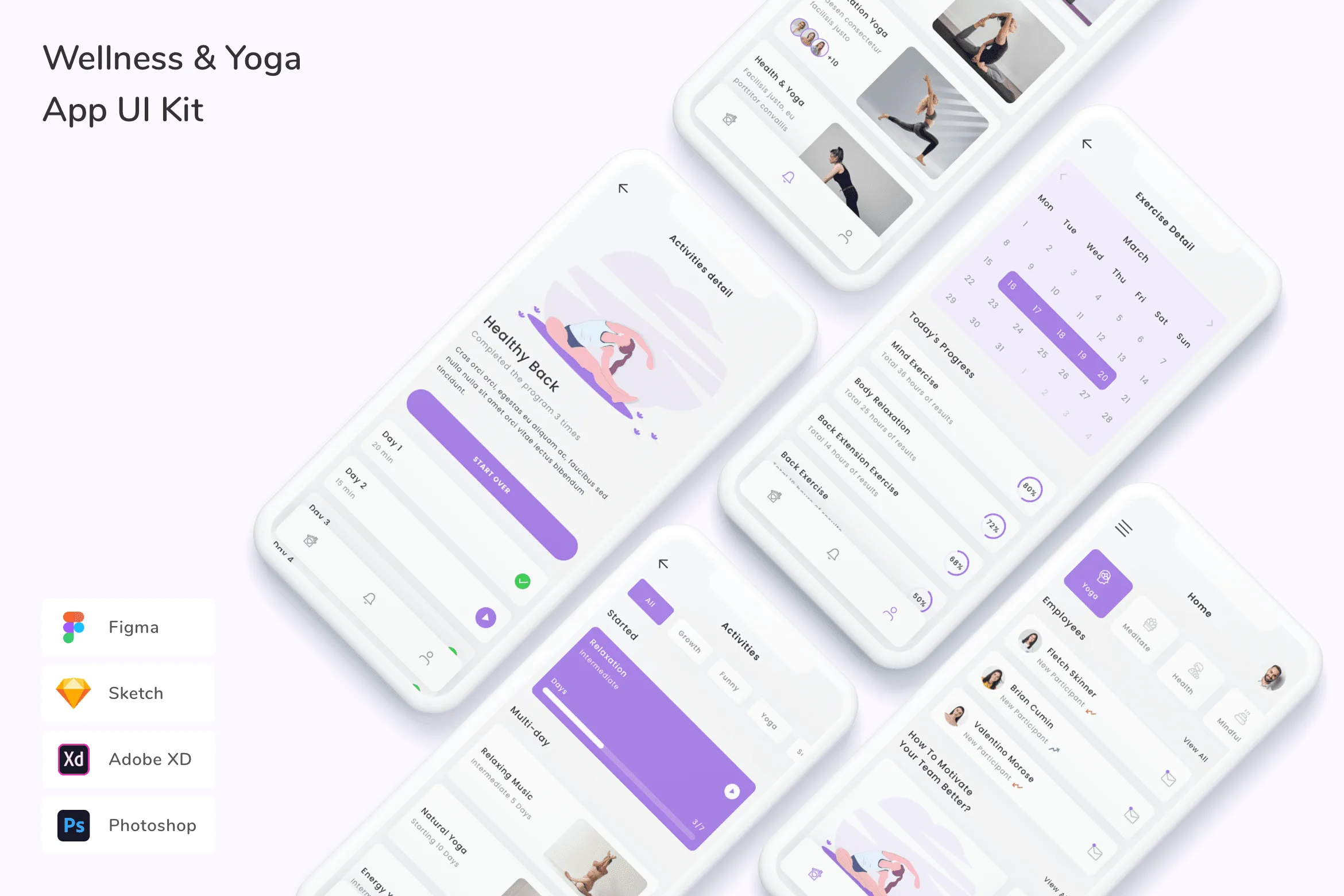 Wellness & Yoga App UI Kit for Figma, Sketch & XD | UIworkshop