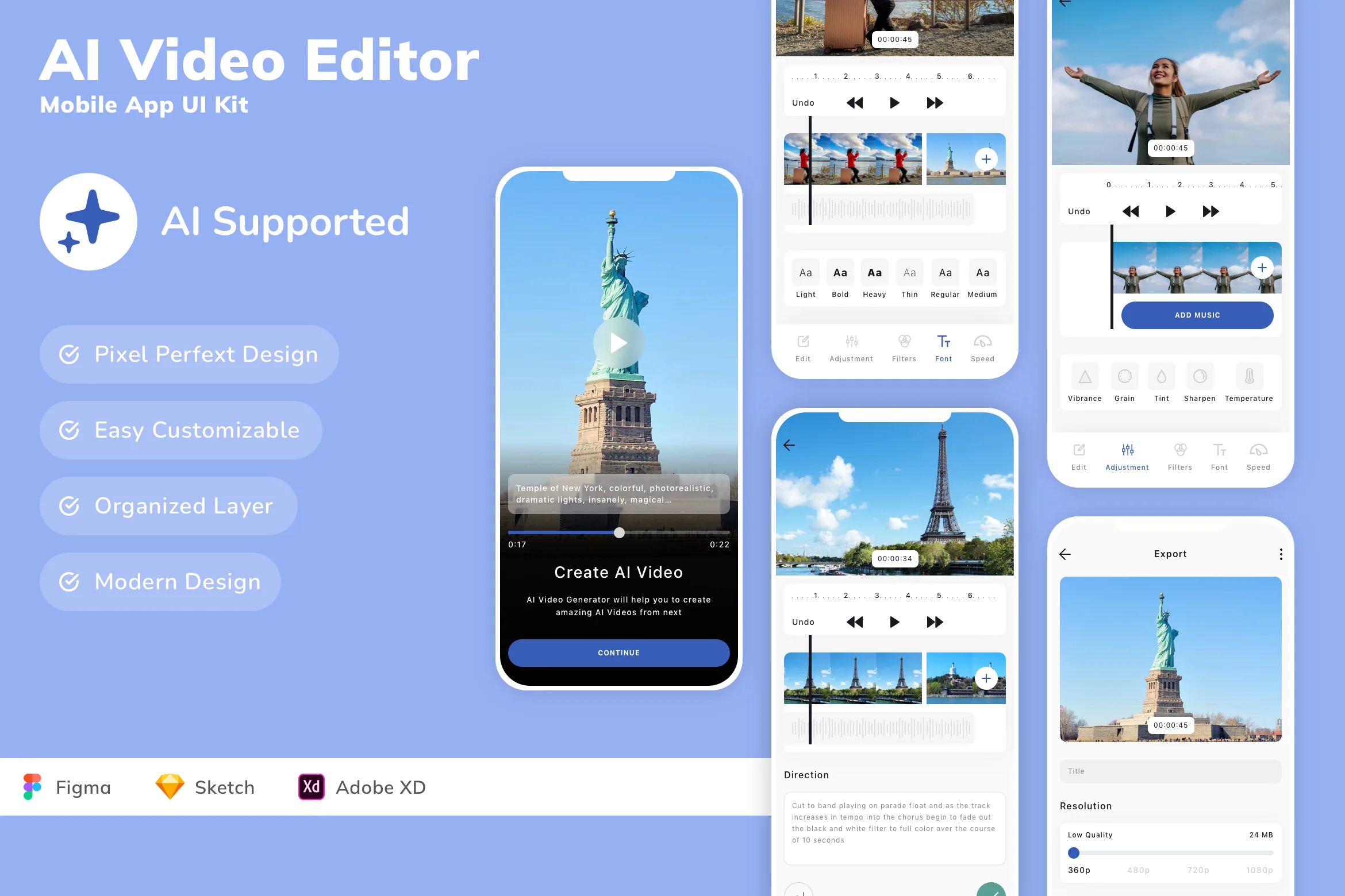 AI Video Editor Mobile App UI Kit for Figma, Sketch & XD | UIworkshop