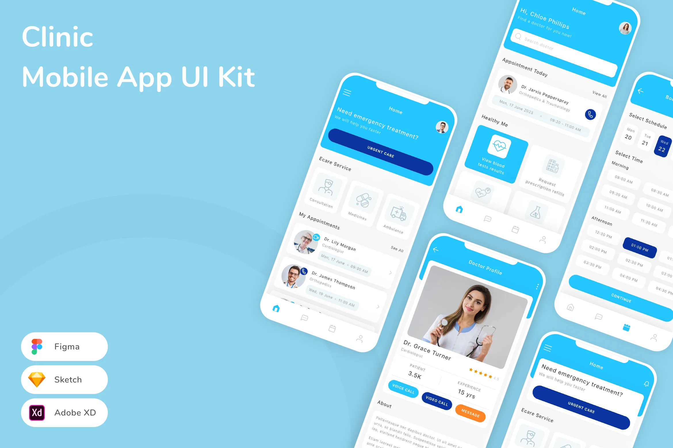 Clinic Mobile App UI Kit for Figma, Sketch & XD | UIworkshop
