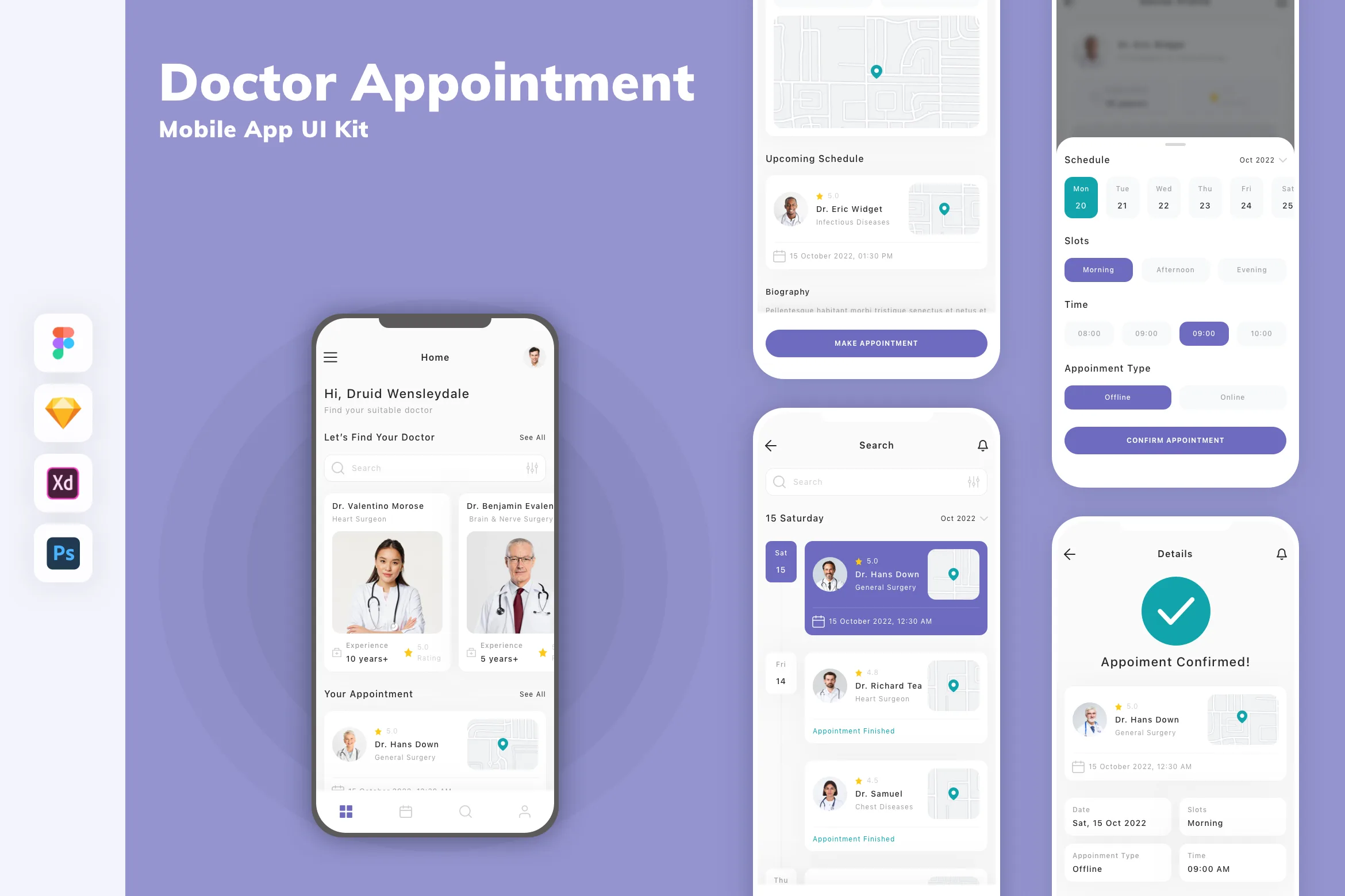 Doctor Appointment Mobile App UI Kit for Figma, Sketch & XD | UIworkshop