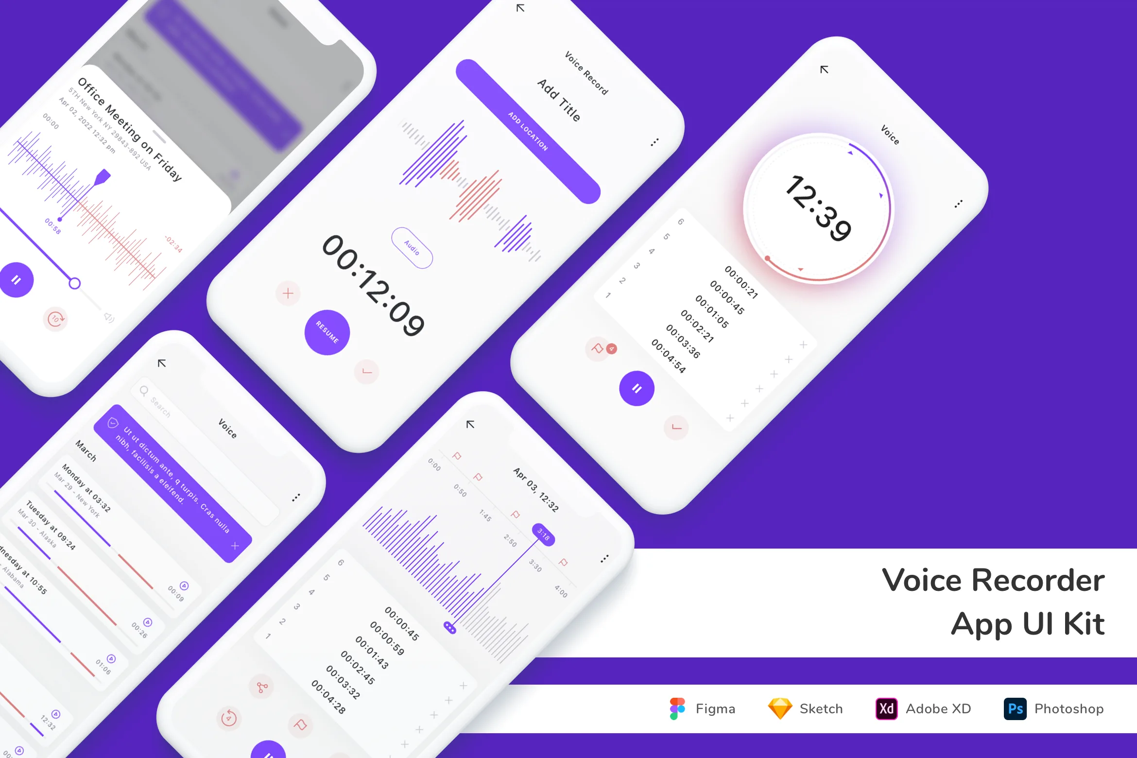 Voice Recorder App UI Kit for Figma, Sketch & XD | UIworkshop