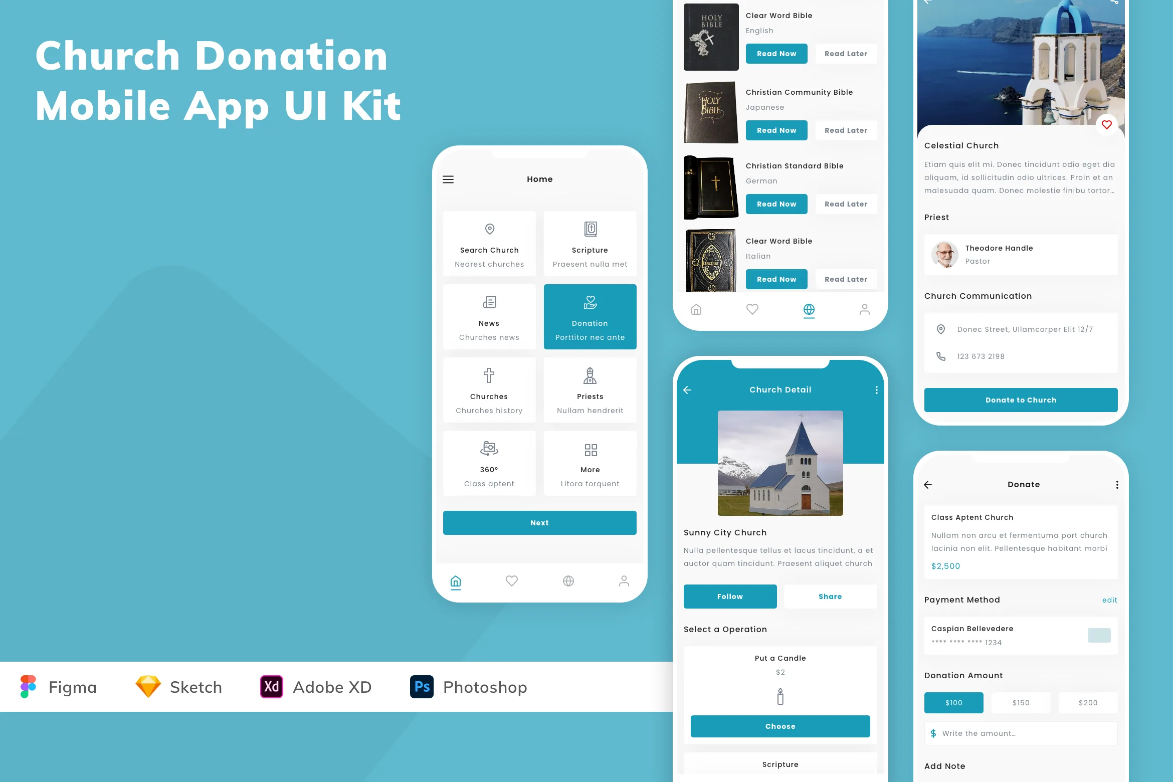 Church Donation Mobile App UI Kit for Figma, Sketch & XD | UIworkshop