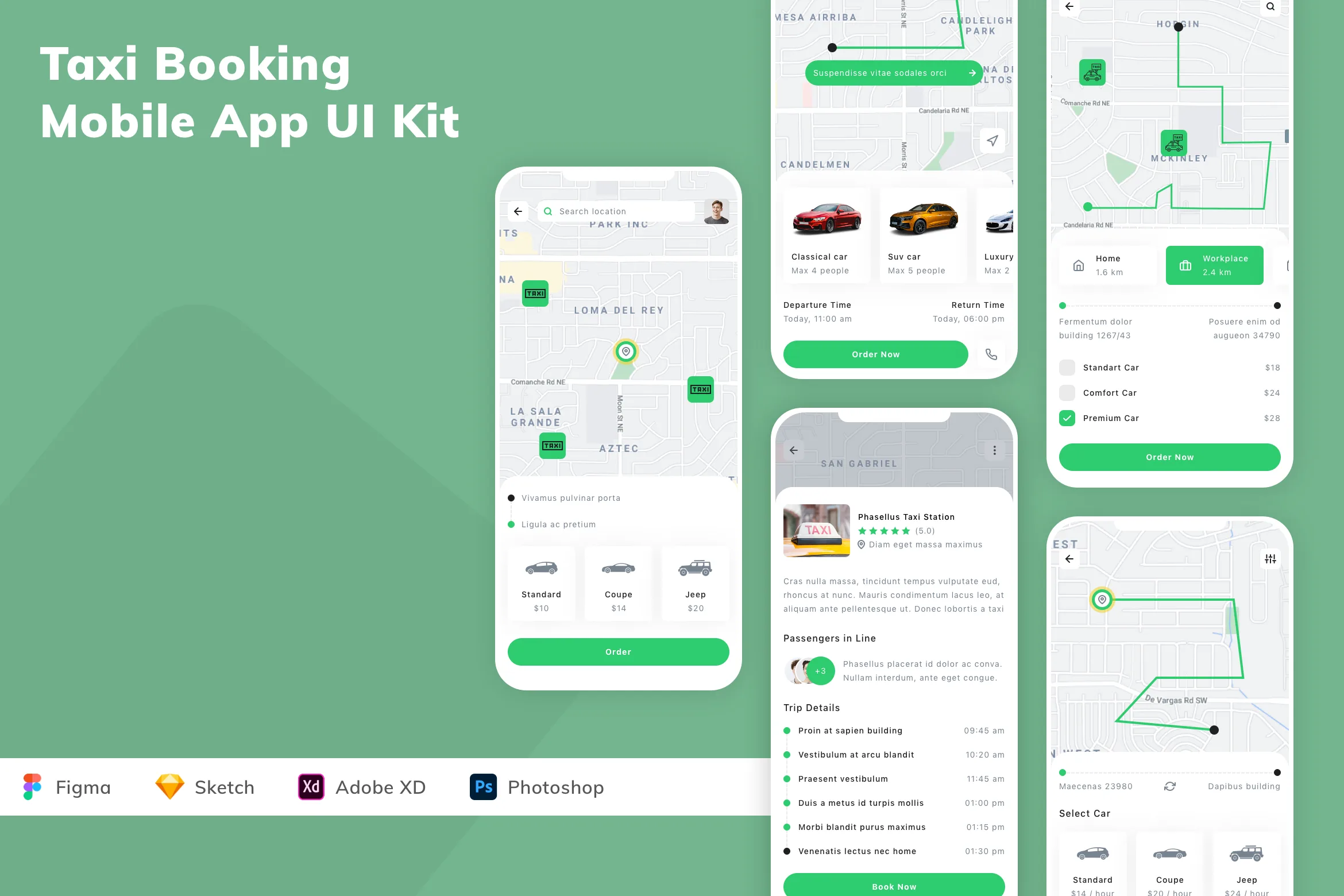 Taxi Booking Mobile App UI Kit for Figma, Sketch & XD | UIworkshop