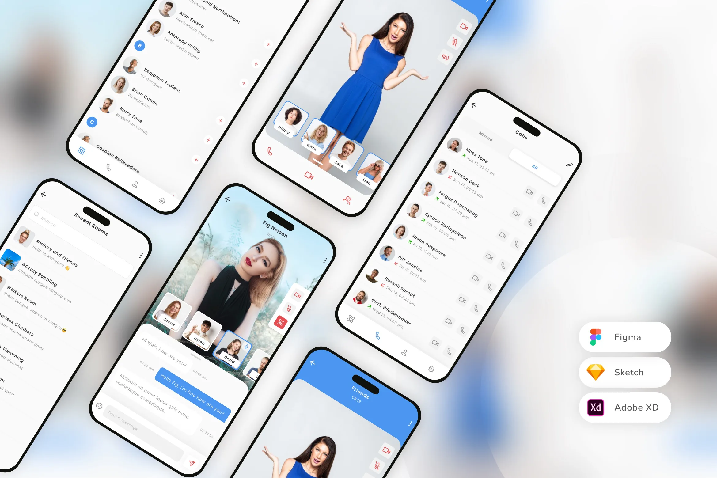 Video Calling Mobile App UI Kit for Figma, Sketch & XD | UIworkshop
