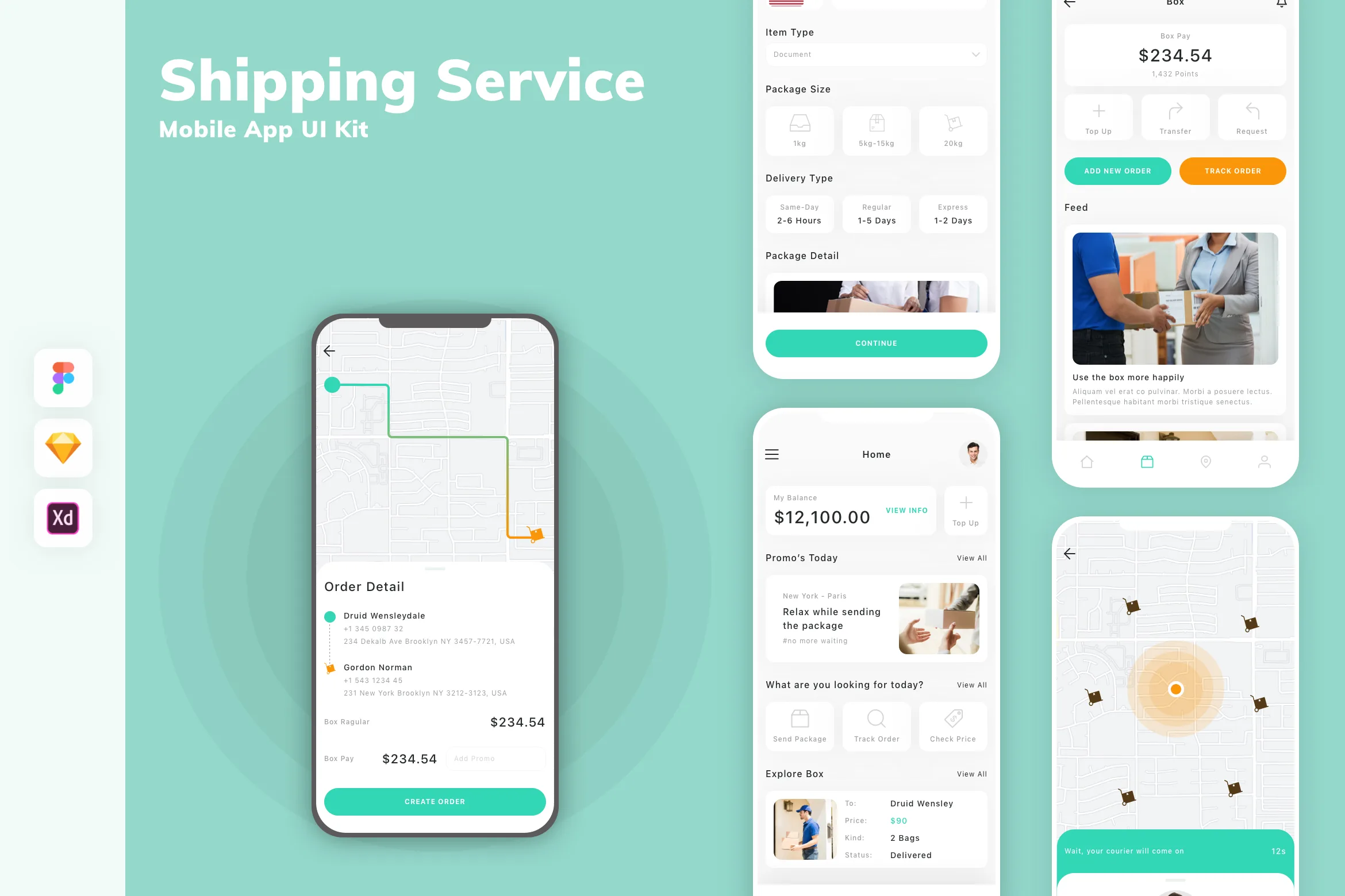 Shipping Service Mobile App UI Kit for Figma, Sketch & XD | UIworkshop