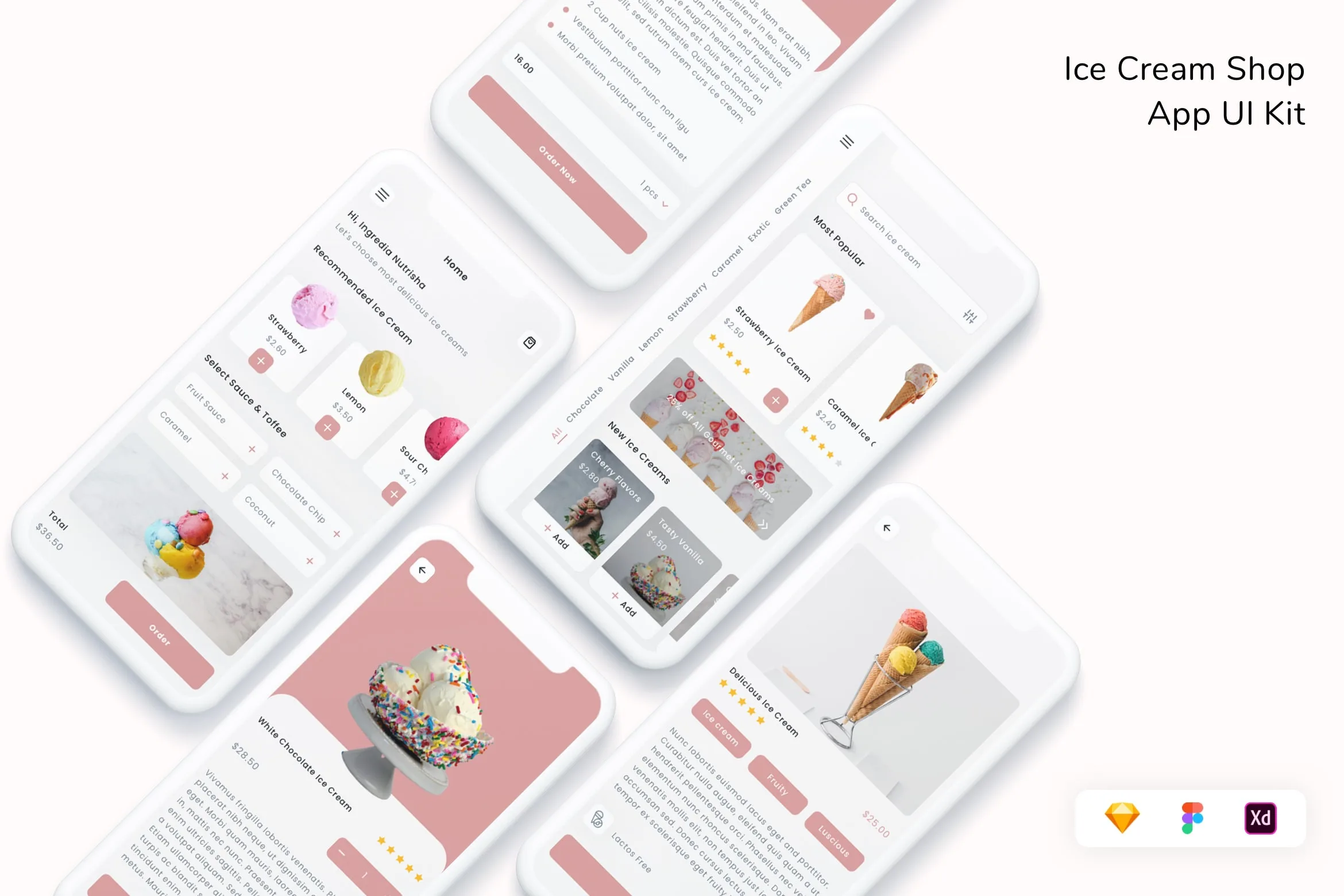Ice Cream Shop App UI Kit for Figma, Sketch & XD | UIworkshop