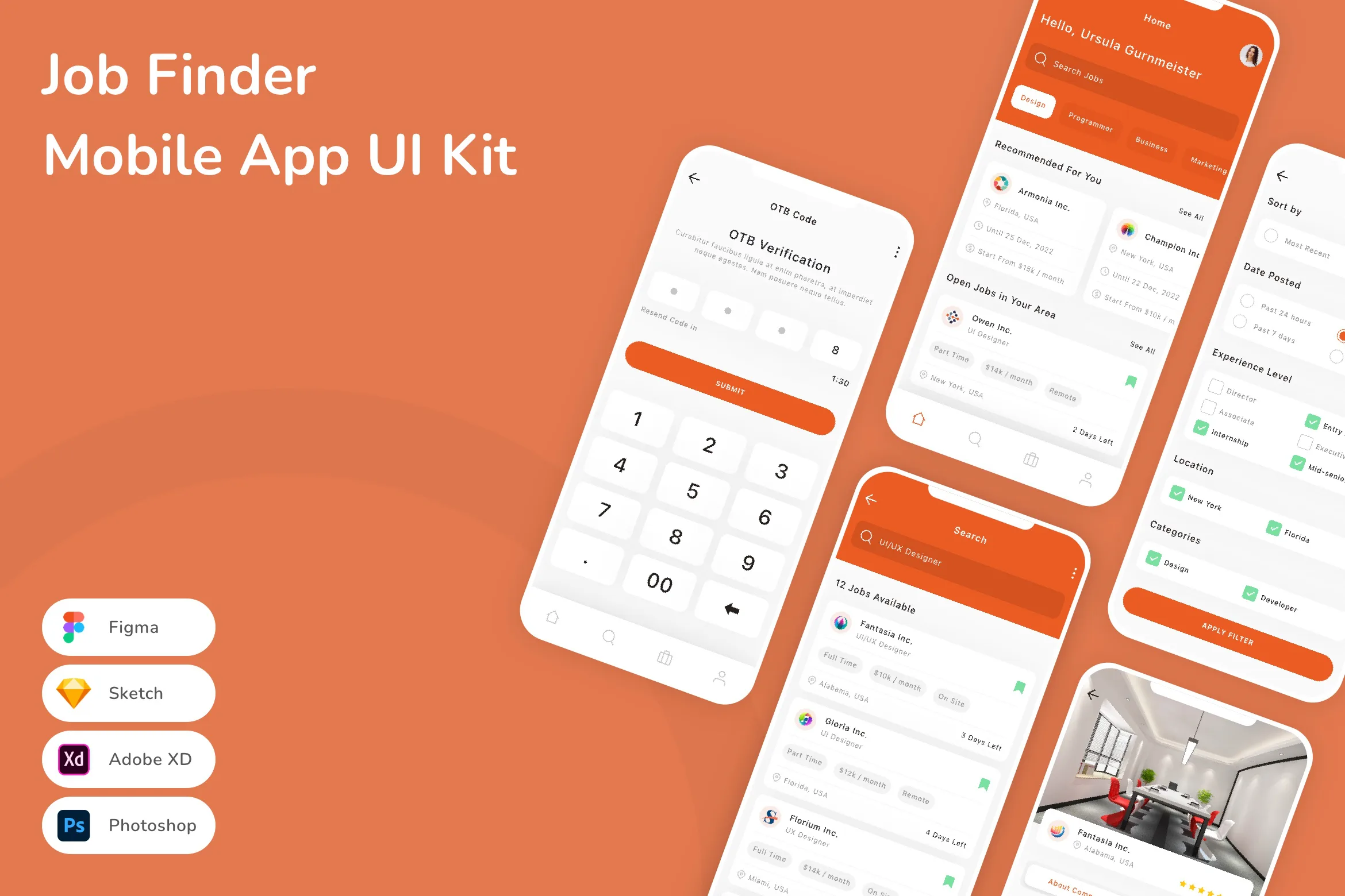 Job Finder Mobile App UI Kit for Figma, Sketch & XD | UIworkshop