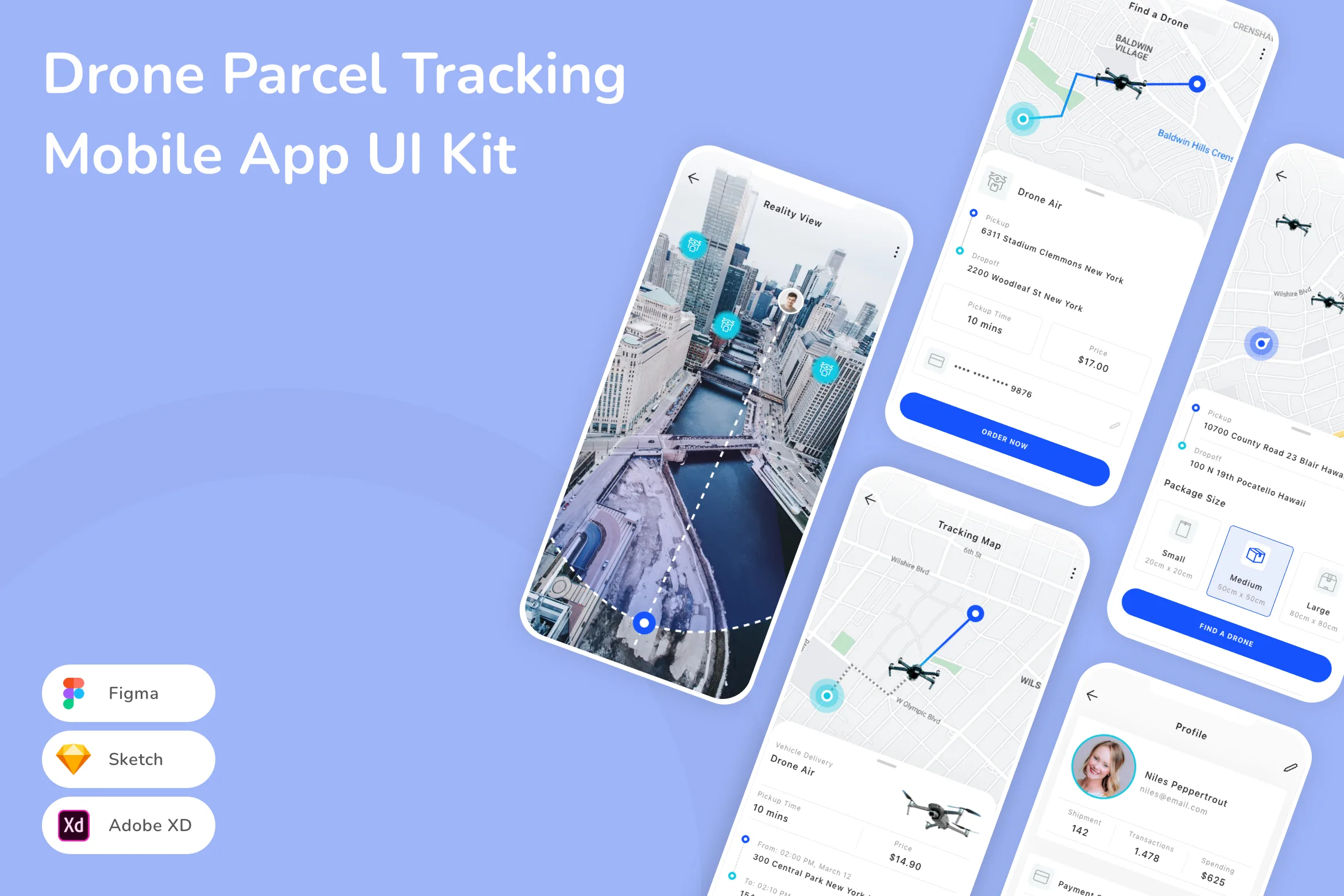 Drone Parcel Tracking Mobile App UI Kit for Figma, Sketch & XD | UIworkshop