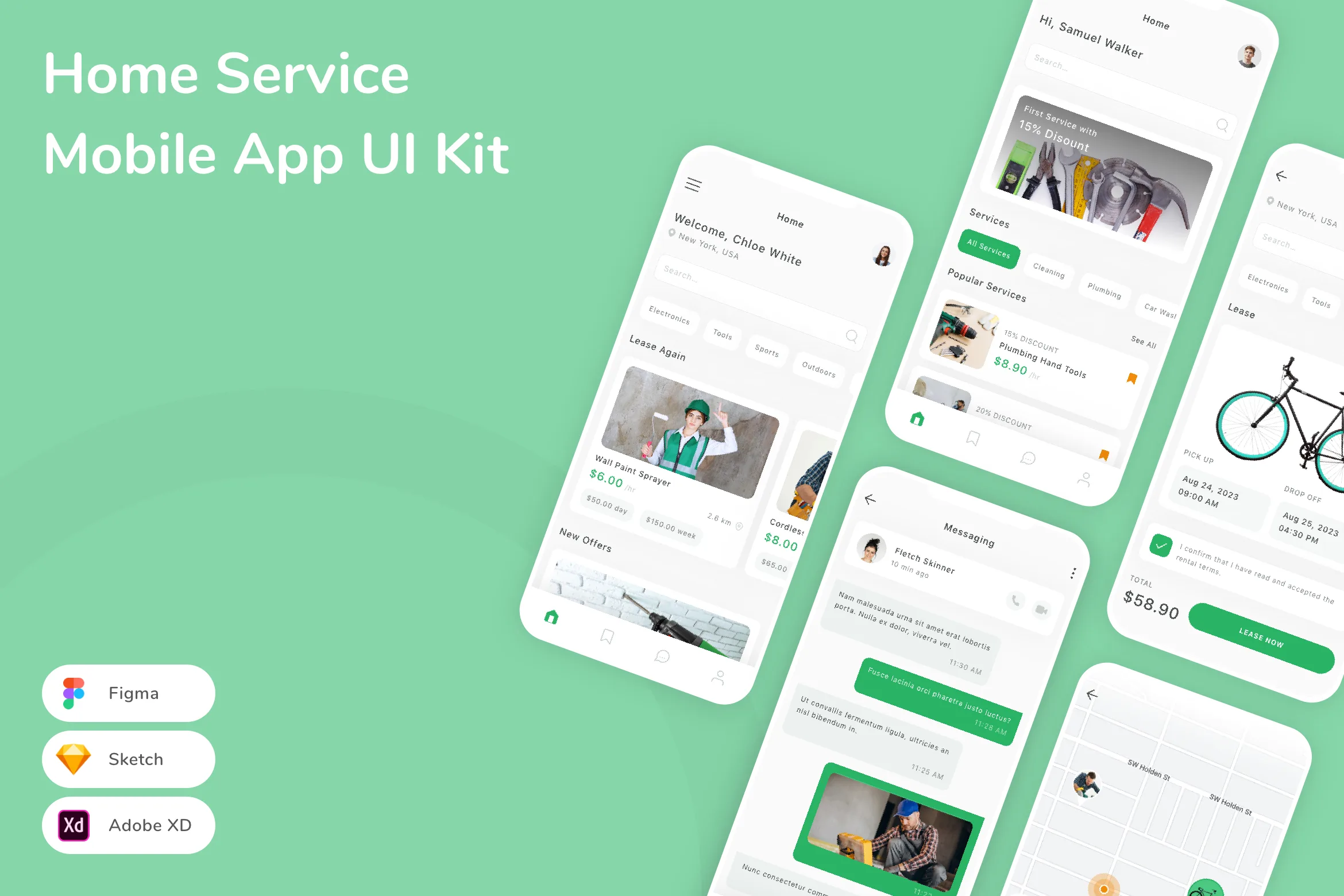 Home Service Mobile App UI Kit for Figma, Sketch & XD | UIworkshop