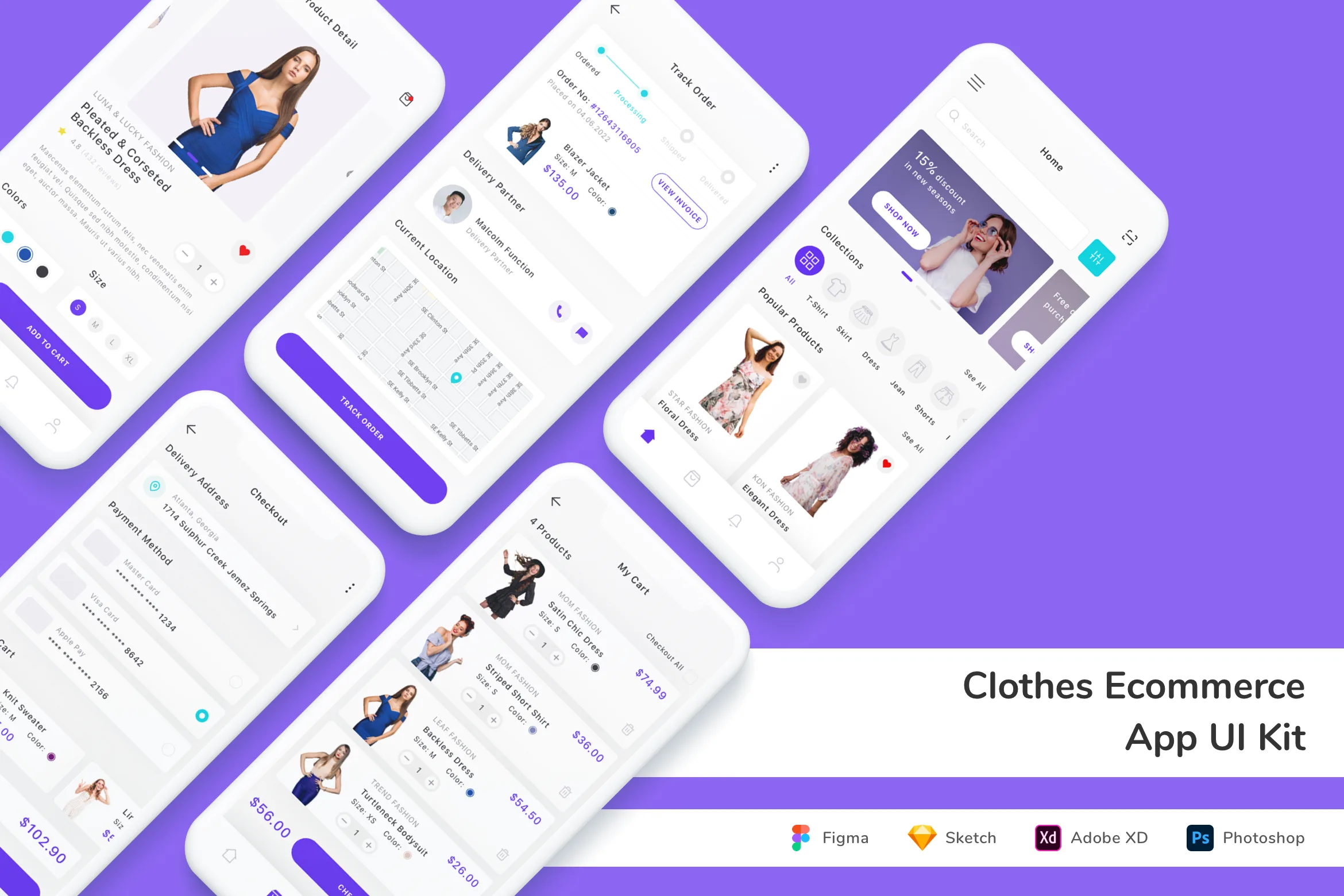 Clothes Ecommerce App UI Kit for Figma, Sketch & XD | UIworkshop