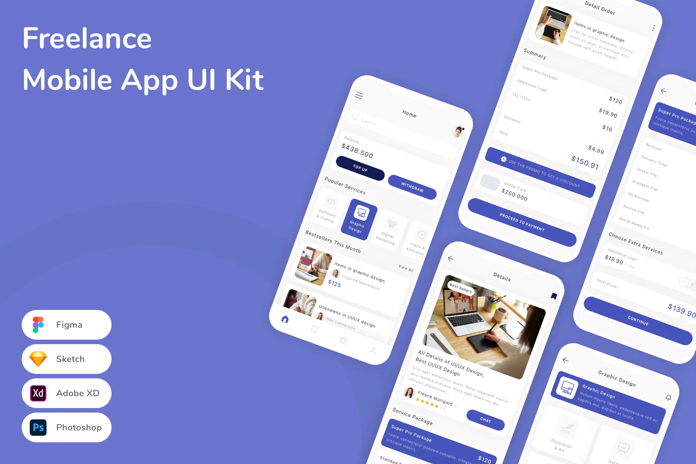 Freelance Mobile App UI Kit for Figma, Sketch & XD | UIworkshop