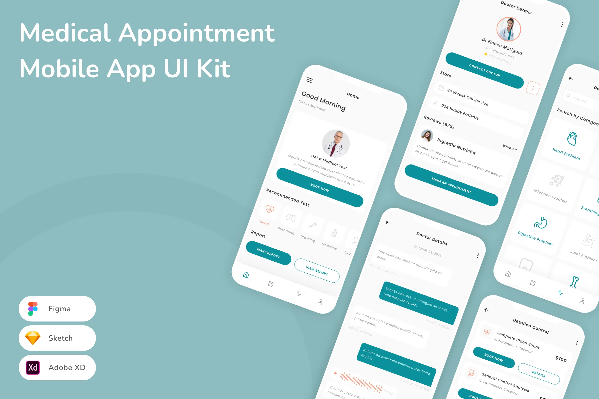 Medical Appointment Mobile App UI Kit for Figma, Sketch & XD | UIworkshop