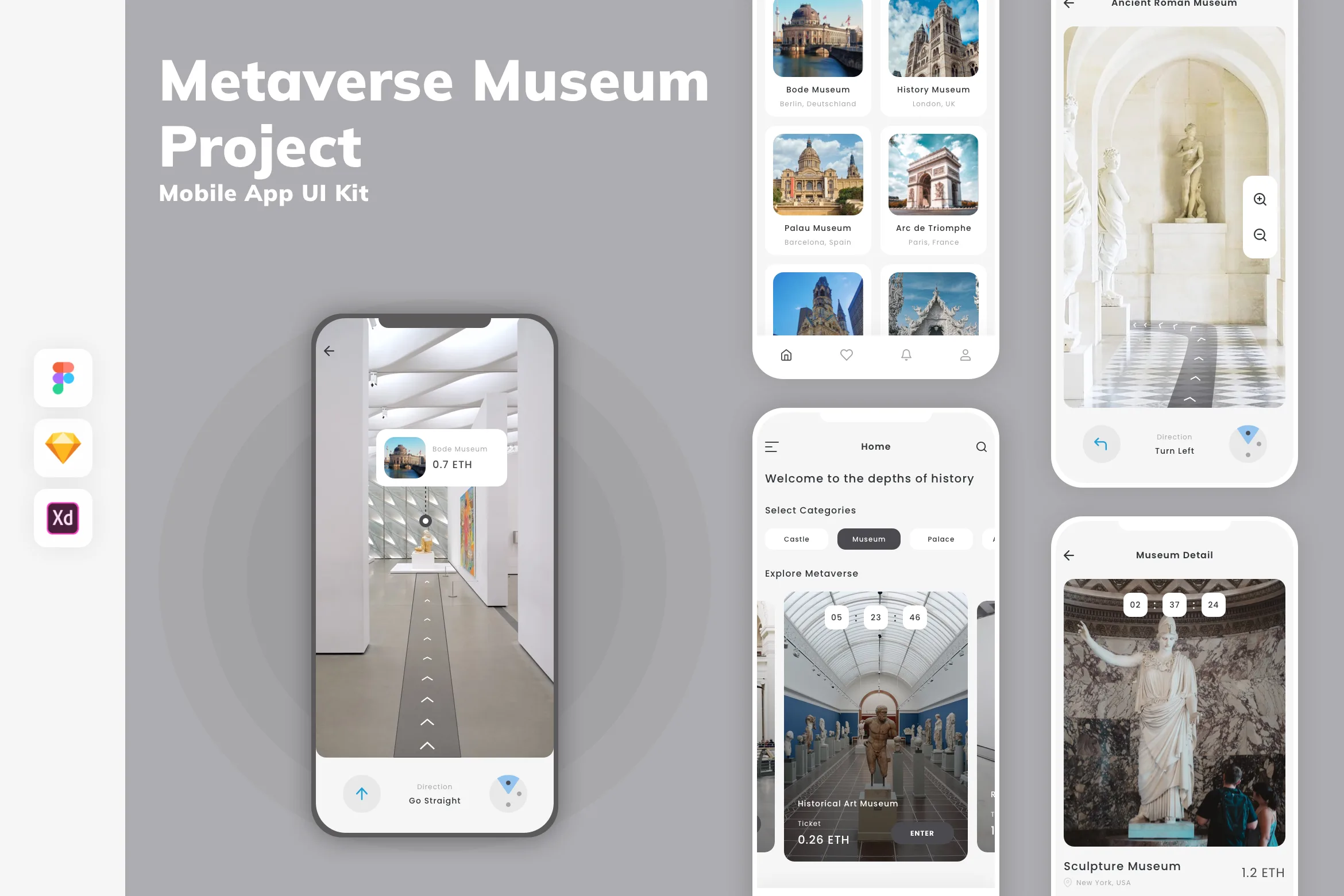 Metaverse Museum Project Mobile App UI Kit for Figma, Sketch & XD ...