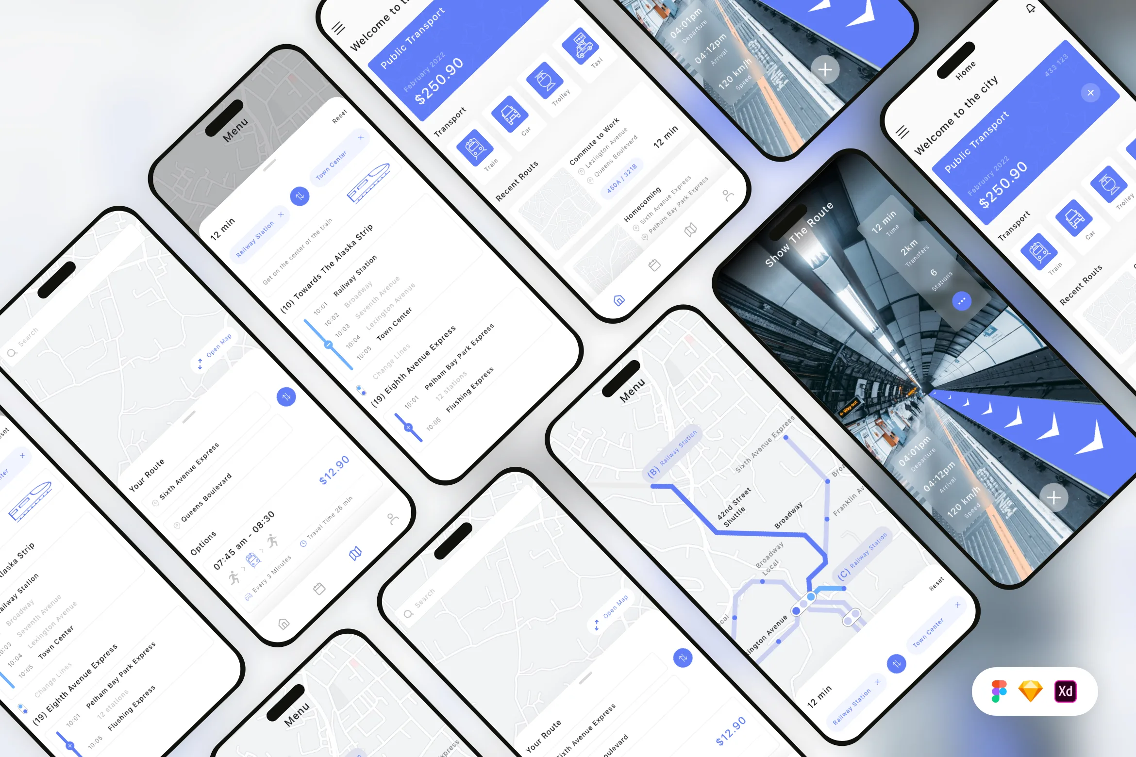 Subway & Metro Mobile App UI Kit for Figma, Sketch & XD | UIworkshop