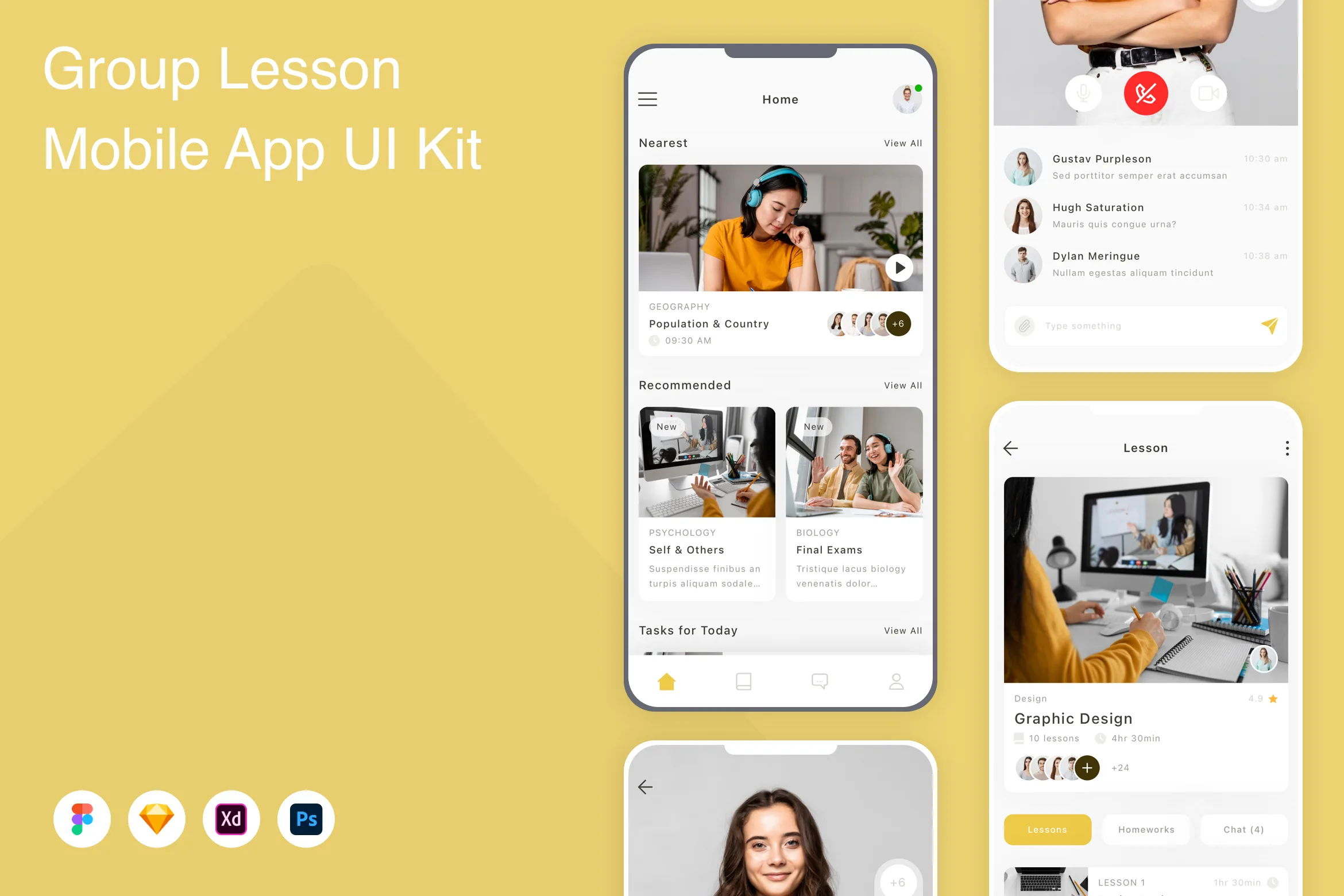 Group Lesson Mobile App UI Kit for Figma, Sketch & XD | UIworkshop