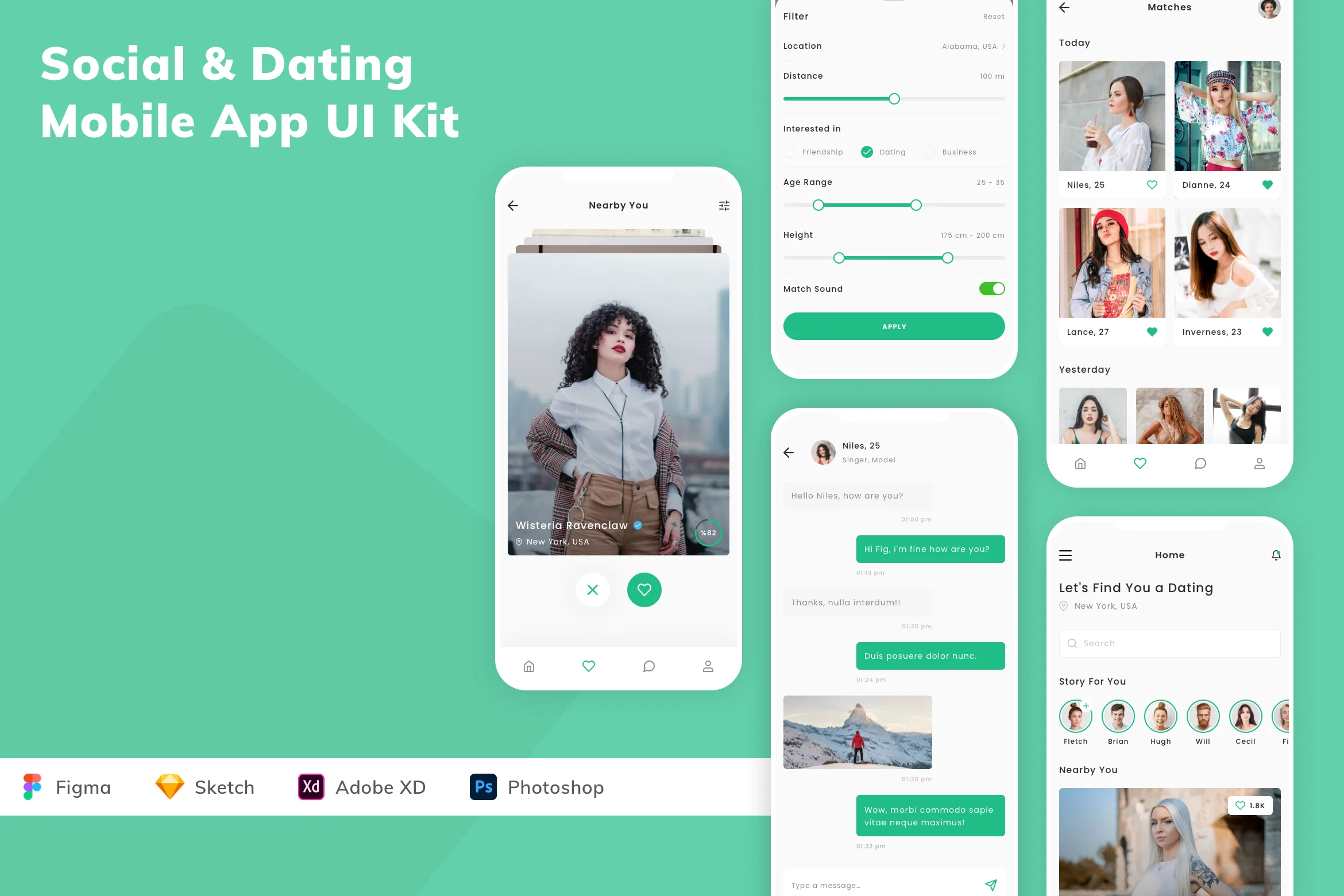 Social & Dating Mobile App UI Kit for Figma, Sketch & XD | UIworkshop