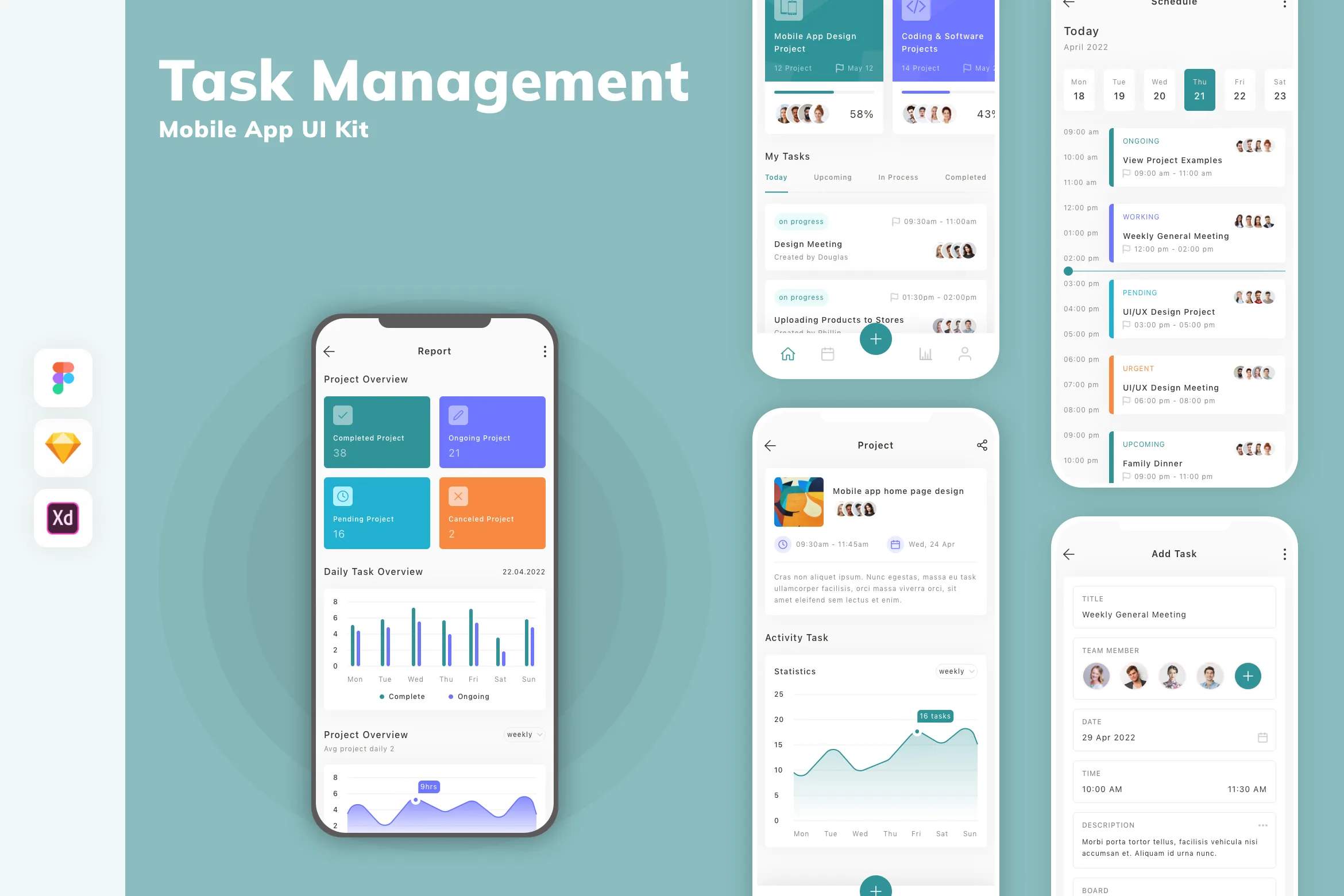 Task Management Mobile App UI Kit for Figma, Sketch & XD | UIworkshop