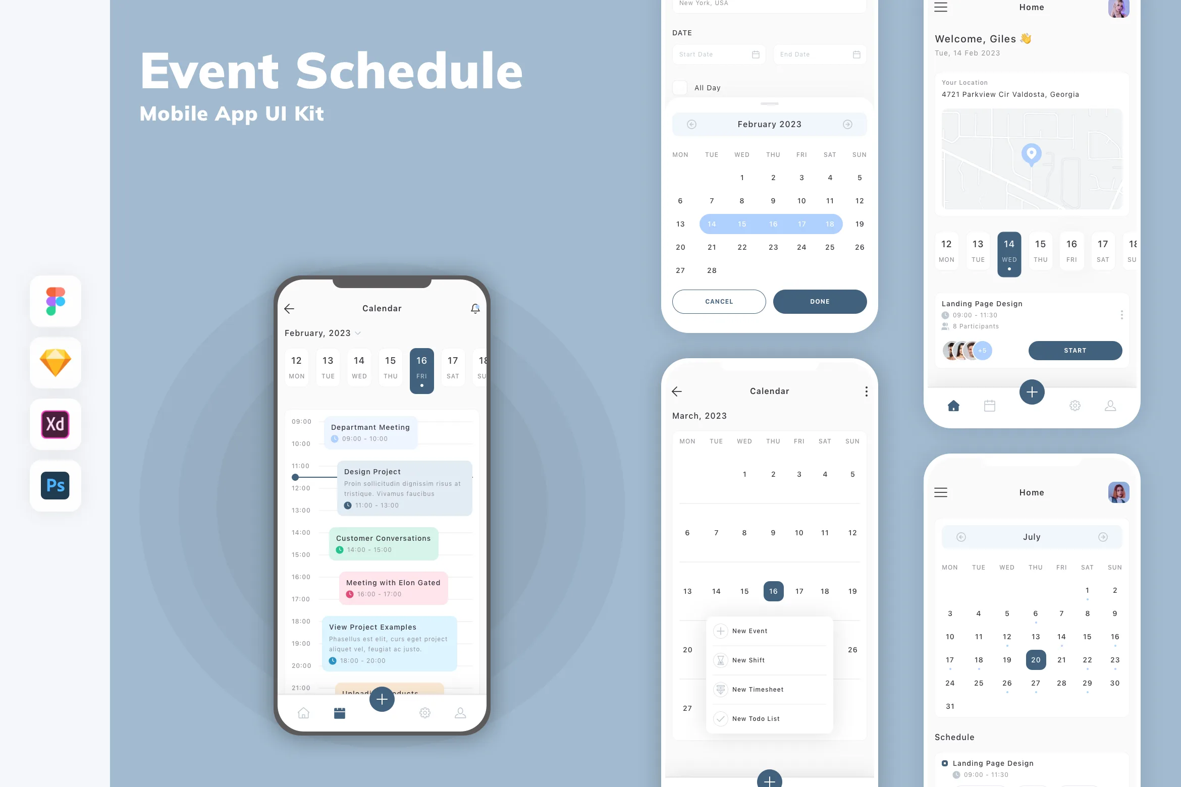 Event Schedule Mobile App UI Kit for Figma, Sketch & XD | UIworkshop