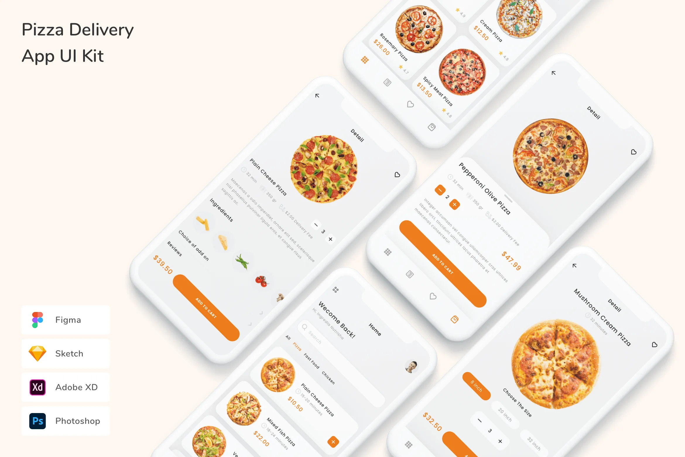 Pizza Delivery App UI Kit for Figma, Sketch & XD | UIworkshop