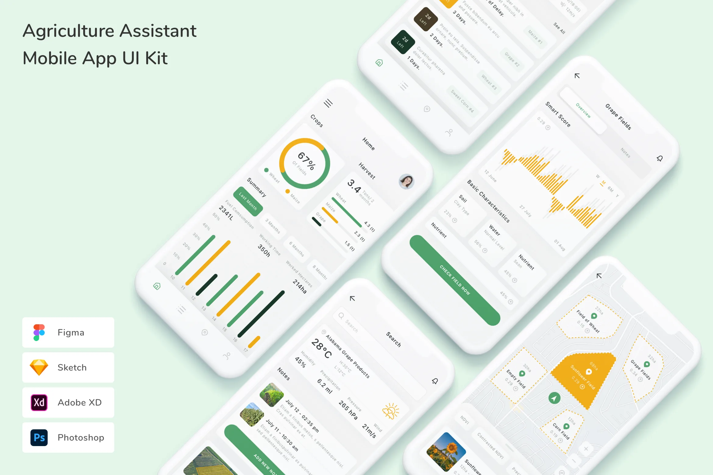 Agriculture Assistant Mobile App UI Kit for Figma, Sketch & XD | UIworkshop
