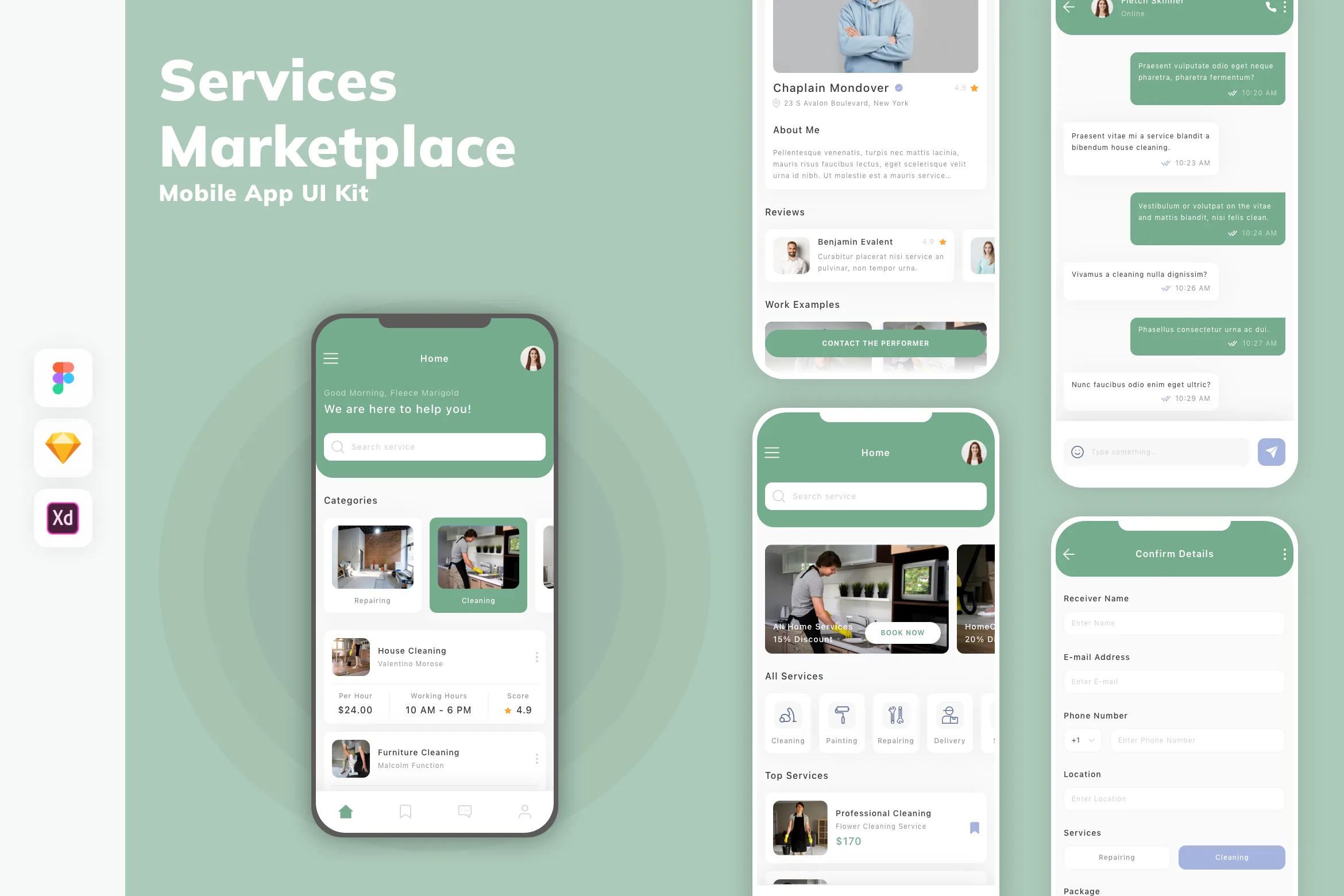 Services Marketplace Mobile App UI Kit for Figma, Sketch & XD | UIworkshop