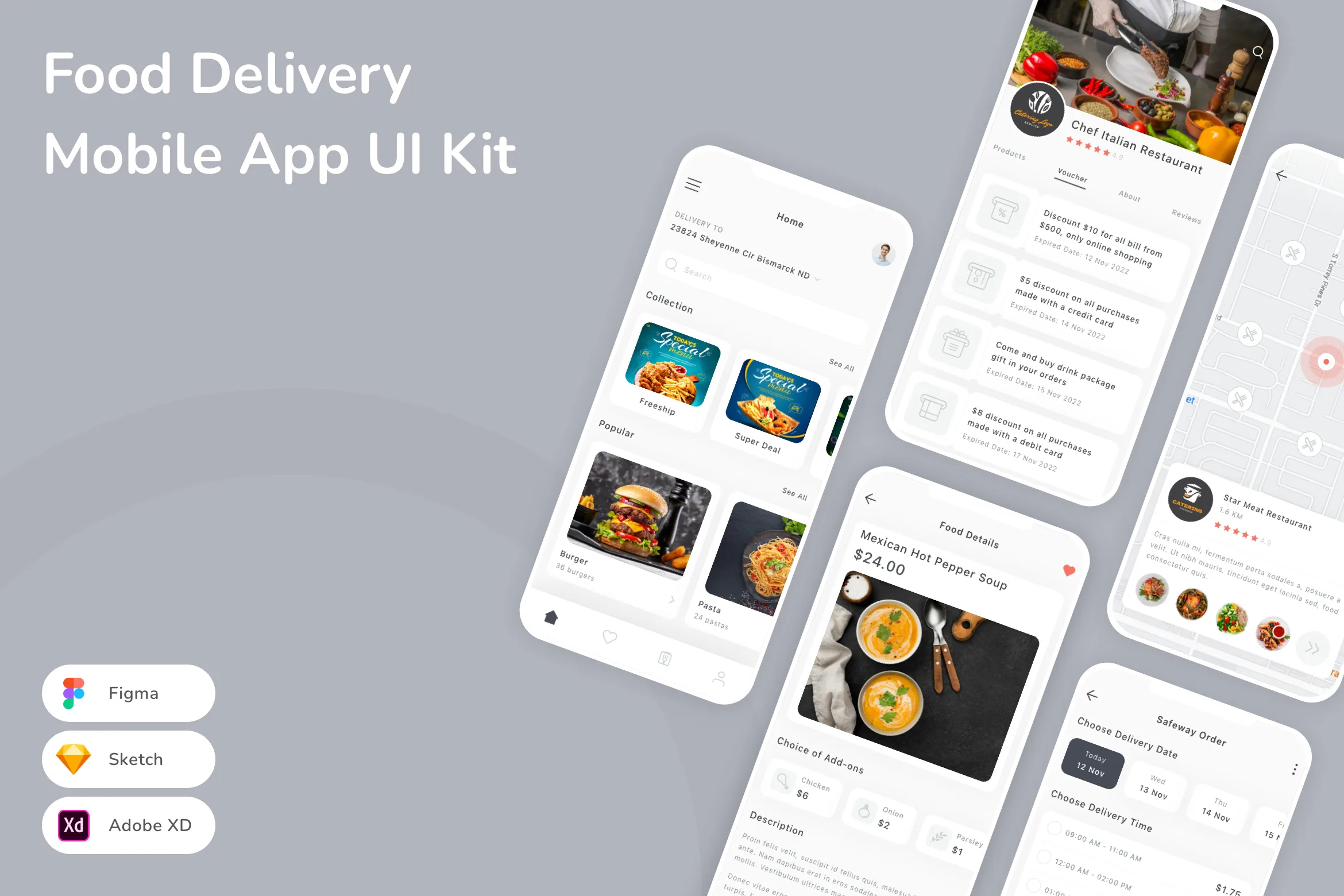 Food Delivery Mobile App UI Kit for Figma, Sketch & XD | UIworkshop