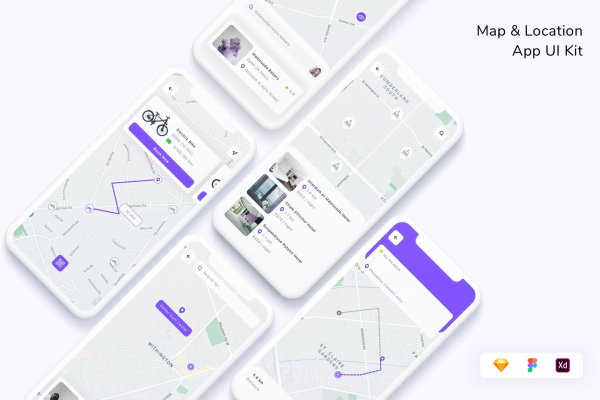 Map & Navigate App UI Kit for Figma, Sketch & XD | UIworkshop