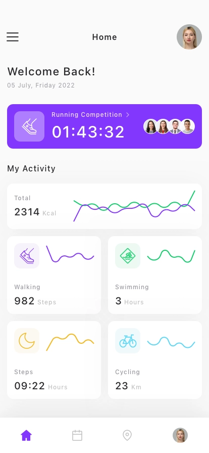 Activity Tracker Mobile App UI Kit for Figma, Sketch & XD | UIworkshop