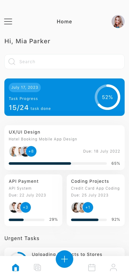 Project Management Mobile App UI Kit for Figma, Sketch & XD | UIworkshop