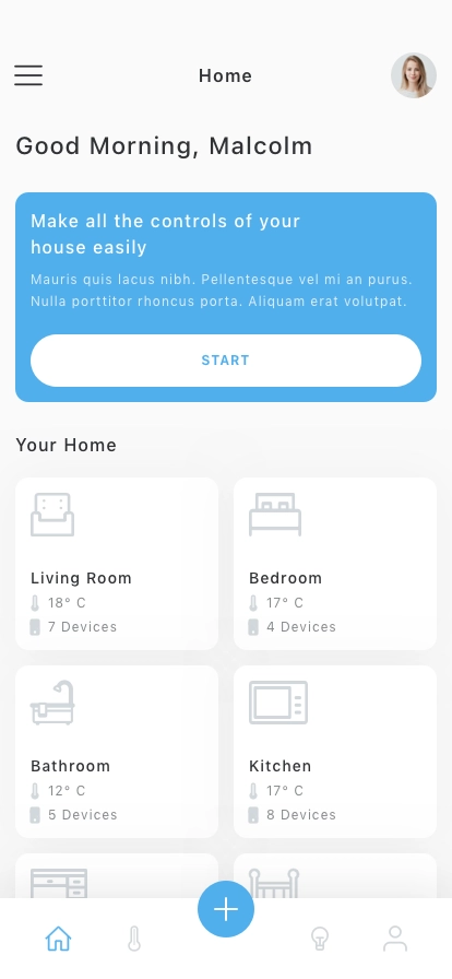 Smart Home Control Mobile App UI Kit for Figma, Sketch & XD | UIworkshop